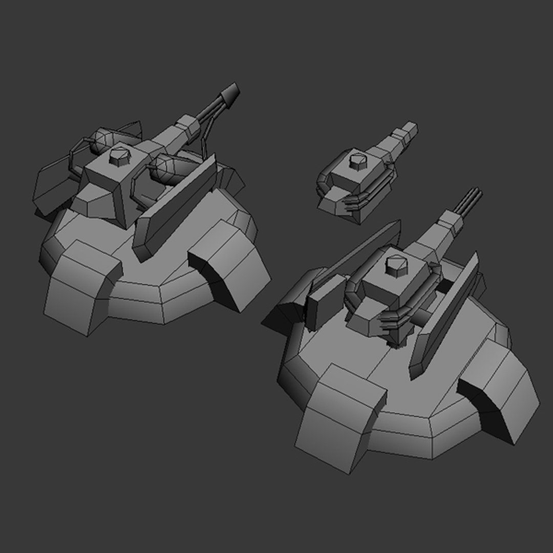 Sci Fi Turrets 3d Model