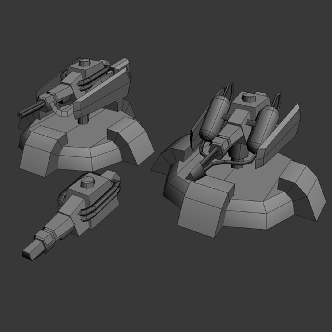 Sci Fi Turrets 3d Model