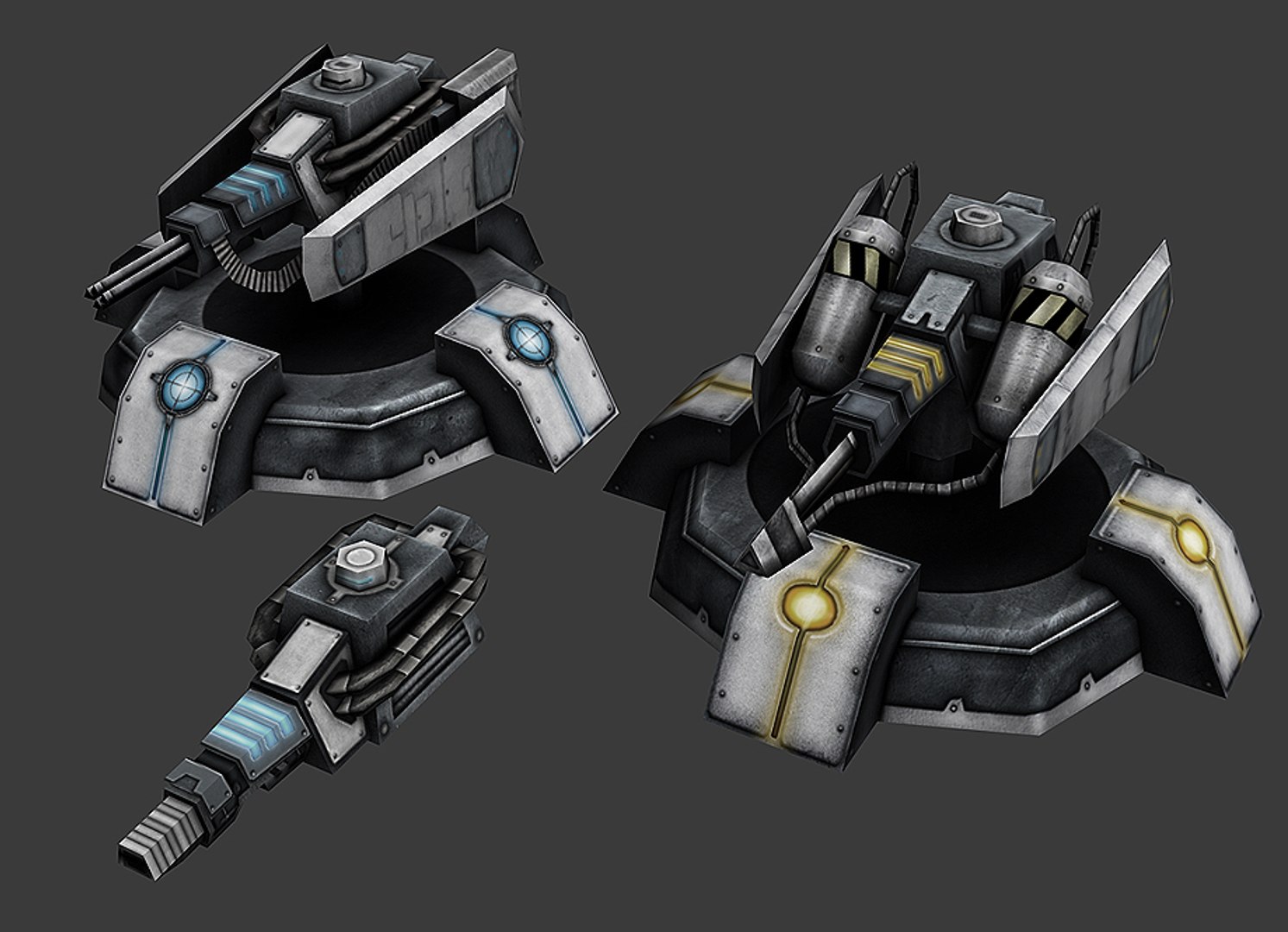 Sci Fi Turrets 3d Model