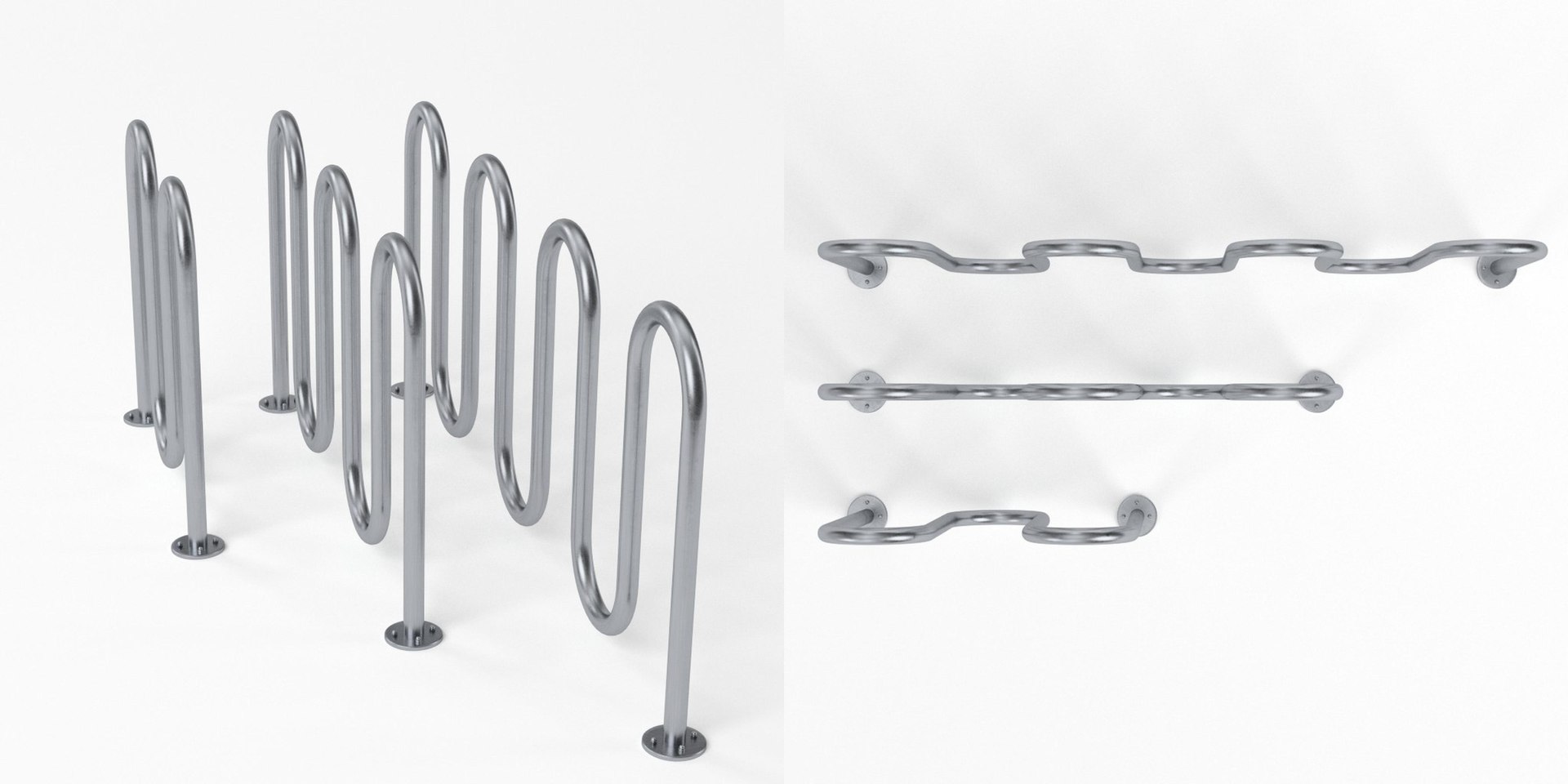 3D Wave Bicycle Racks - TurboSquid 1524440