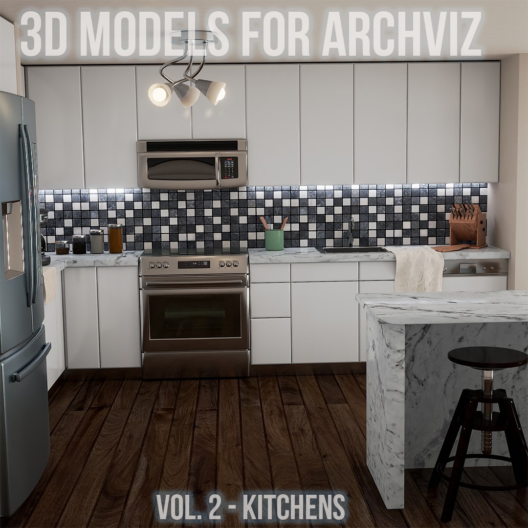 Kitchen Interior Design 3D Model - TurboSquid 1698663