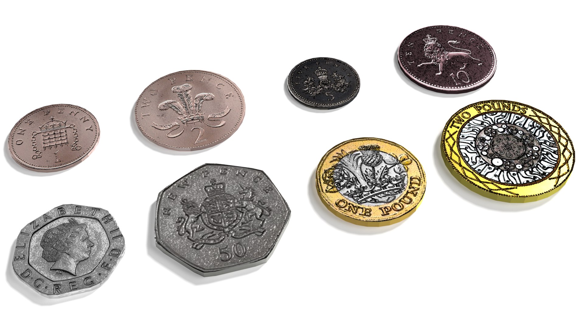 British Coins 3D - TurboSquid 1798409