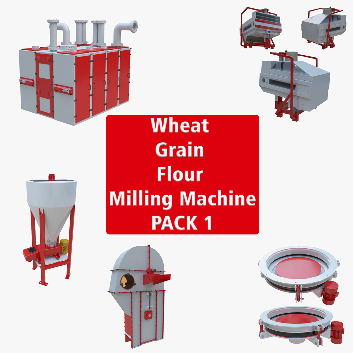 modelo 3d Fresadora de Harina de Grano de Trigo PACK 1 - TurboSquid 1964511
