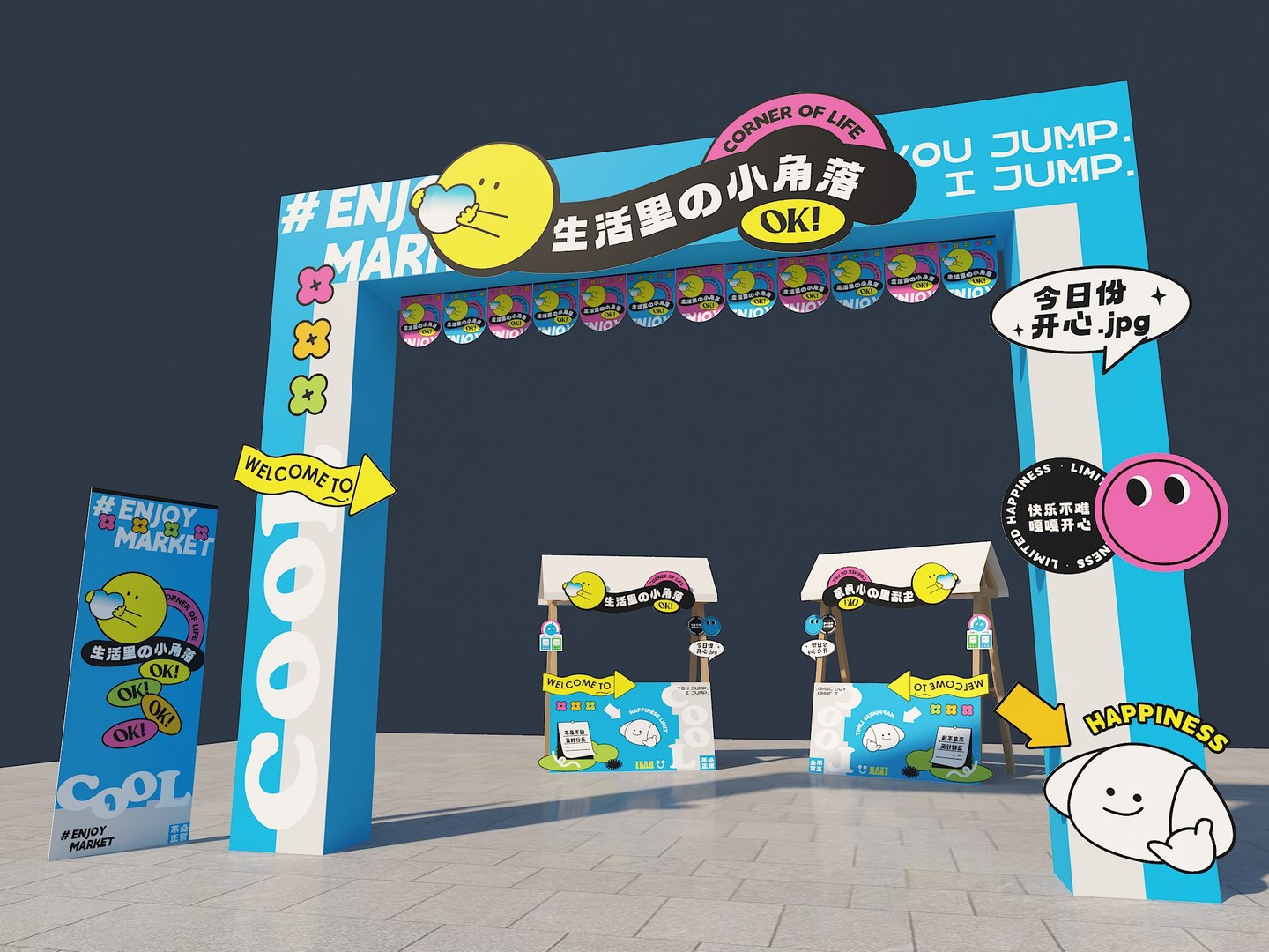 Blue Stall Night Market Stall Mobile Stall 3D Model - TurboSquid 2171408