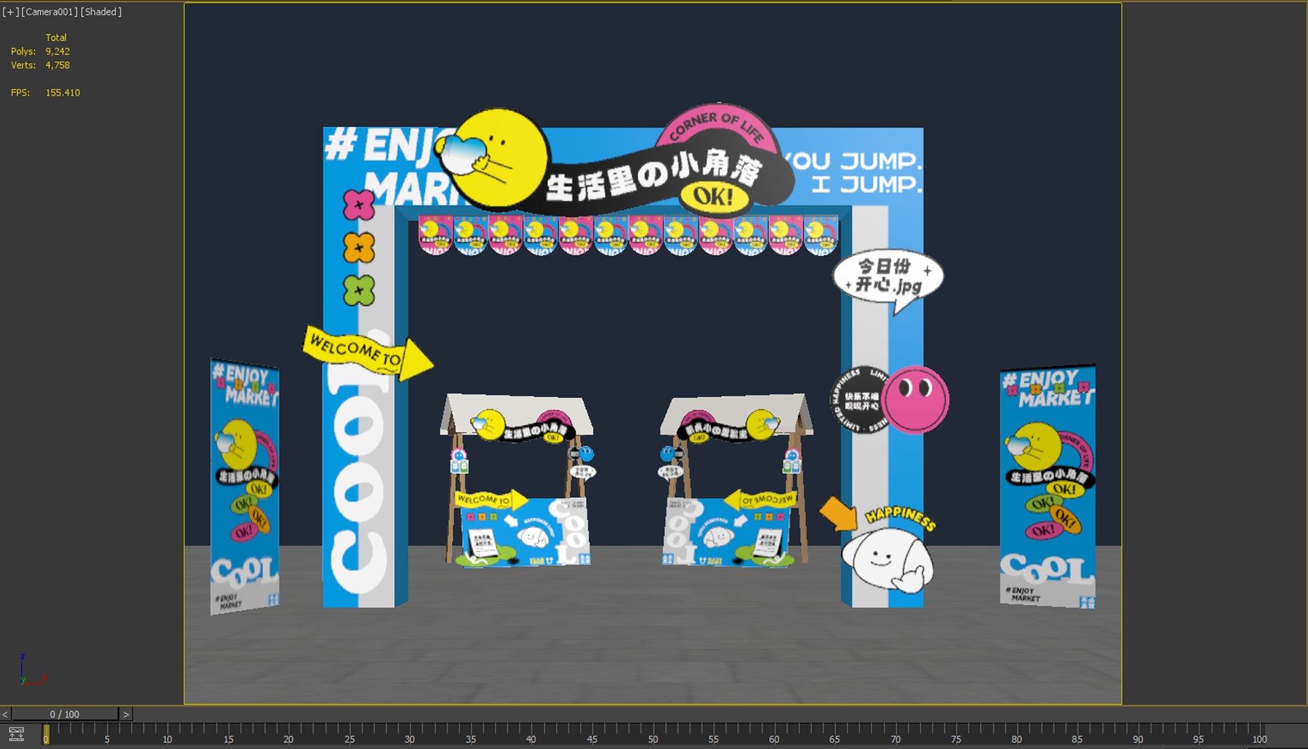 Blue Stall Night Market Stall Mobile Stall 3D Model - TurboSquid 2171408