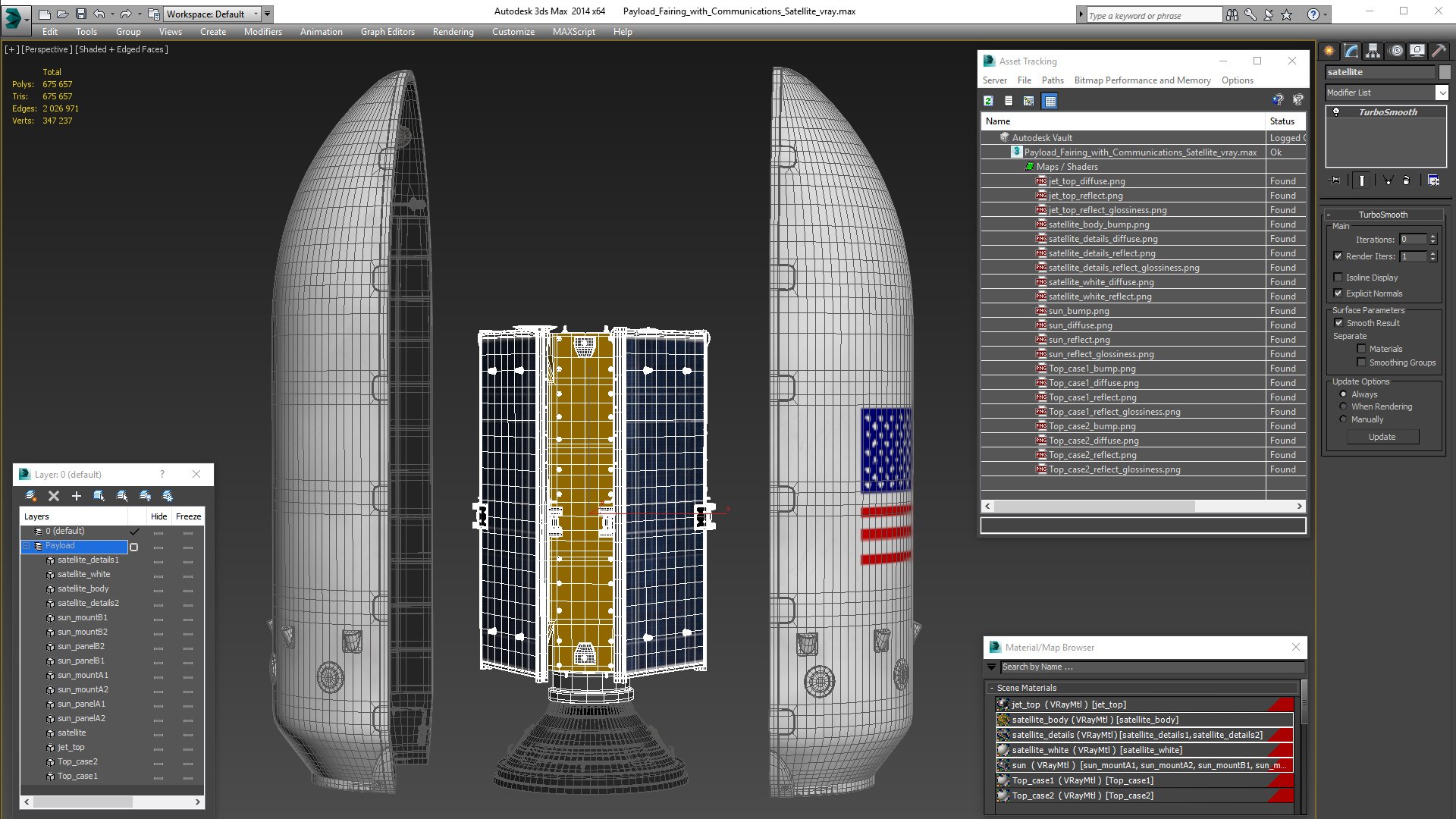 3D payload fairing communications satellite - TurboSquid 1493392