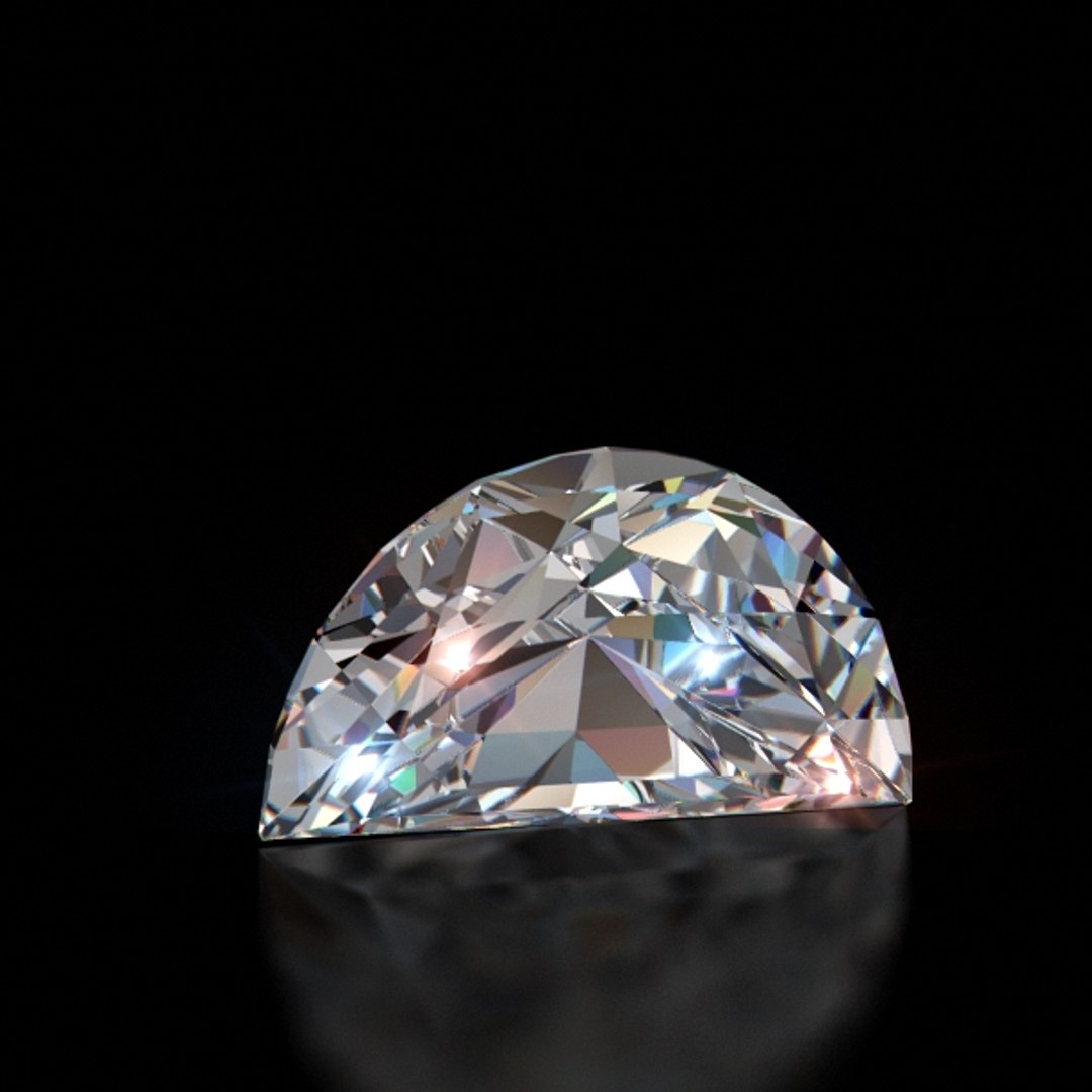 3d half moon diamond cut model