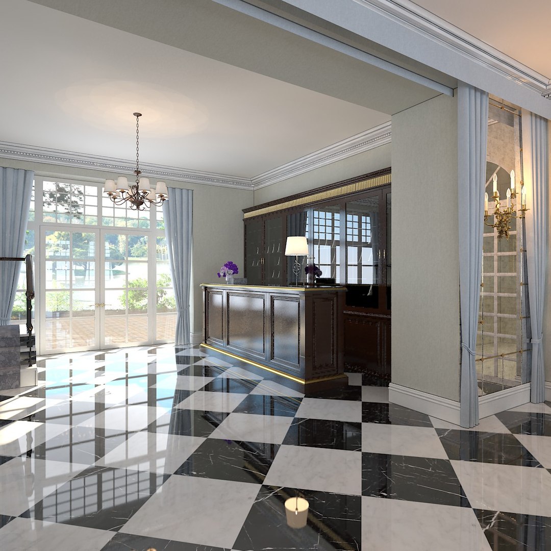 Hotel Lobby 3d Model