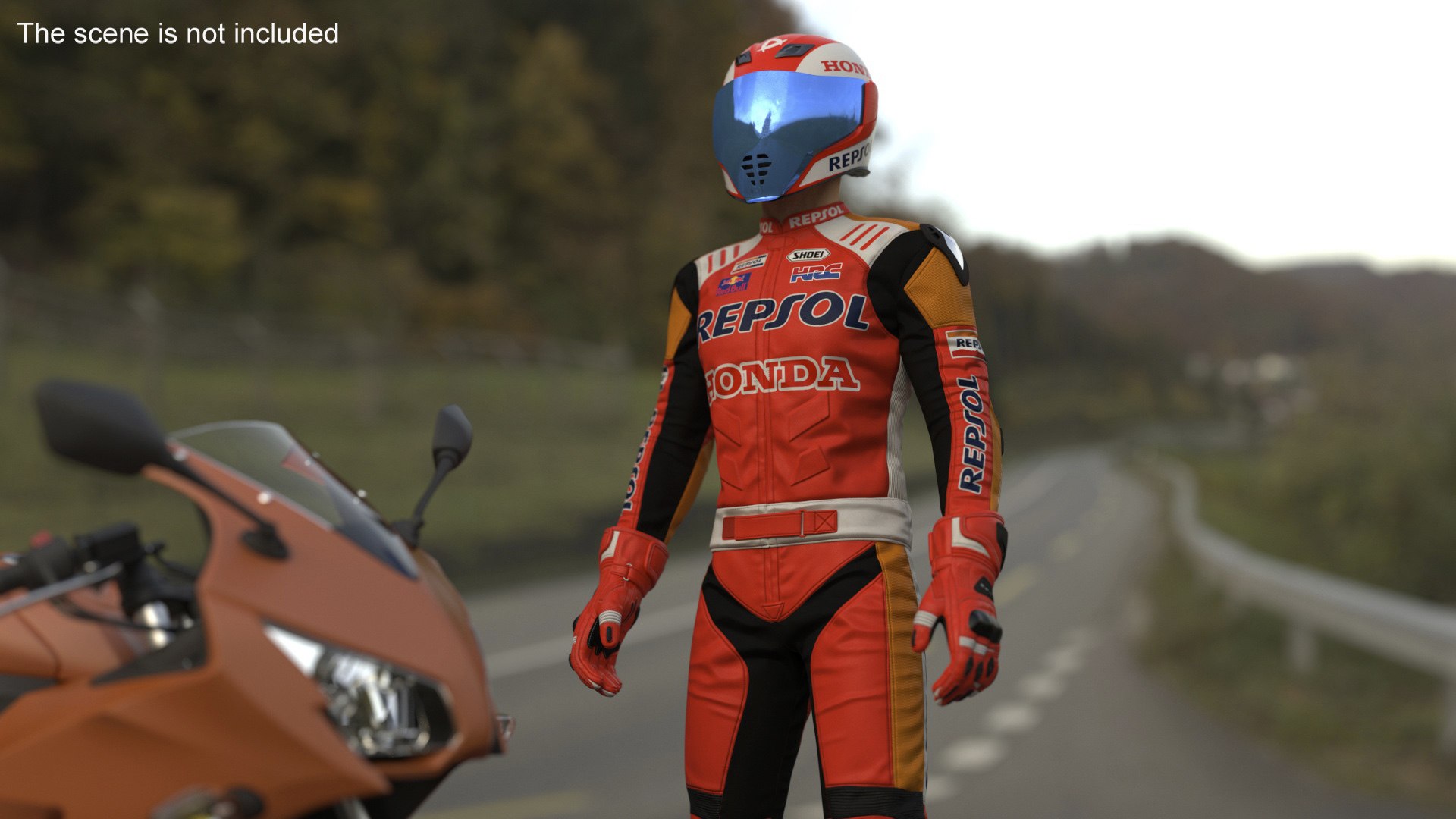 Bike Rider In Honda Motorcycle Race Suit Rigged 3D Model - TurboSquid 2292902