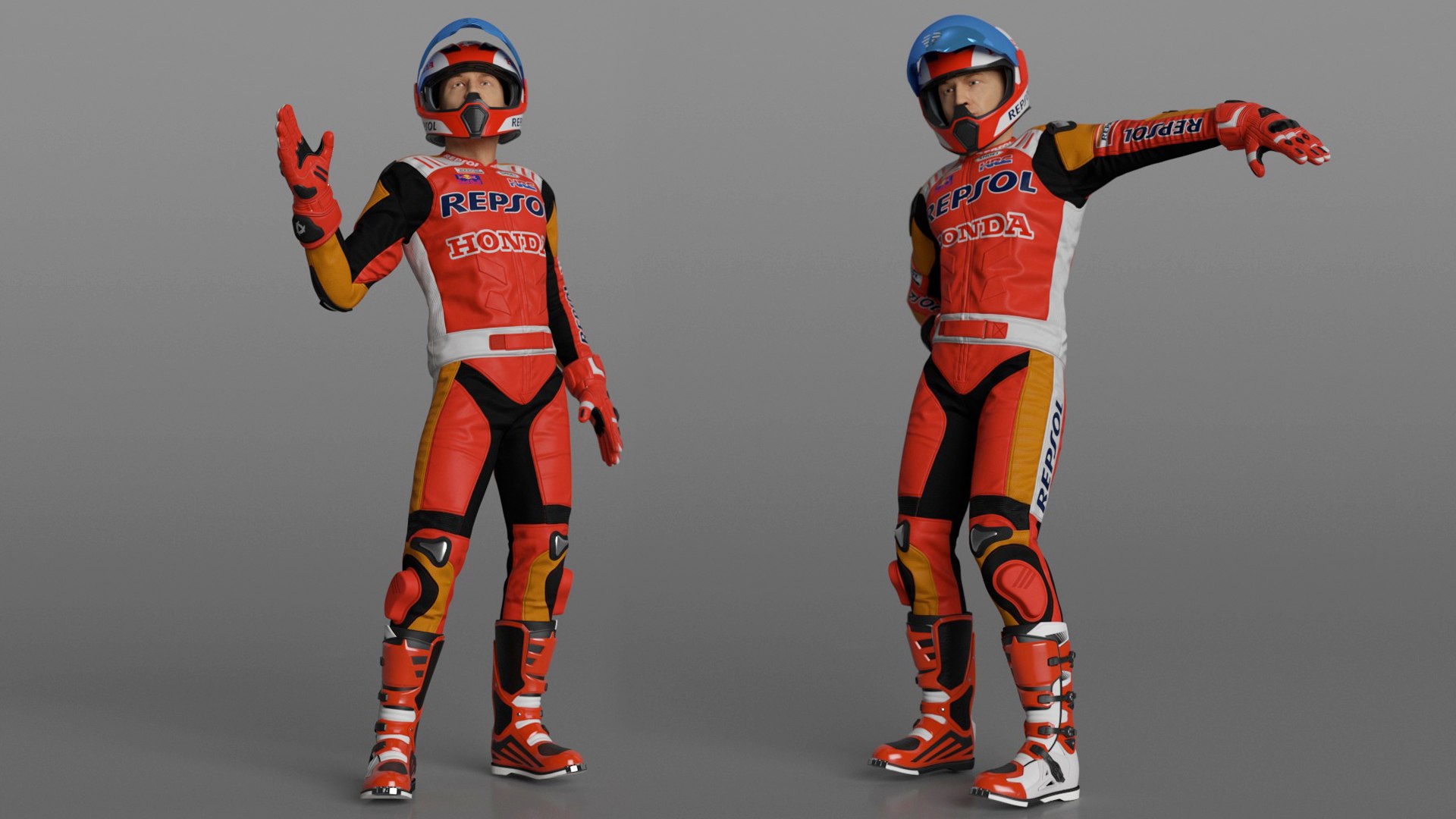 Bike Rider In Honda Motorcycle Race Suit Rigged 3D Model - TurboSquid 2292902