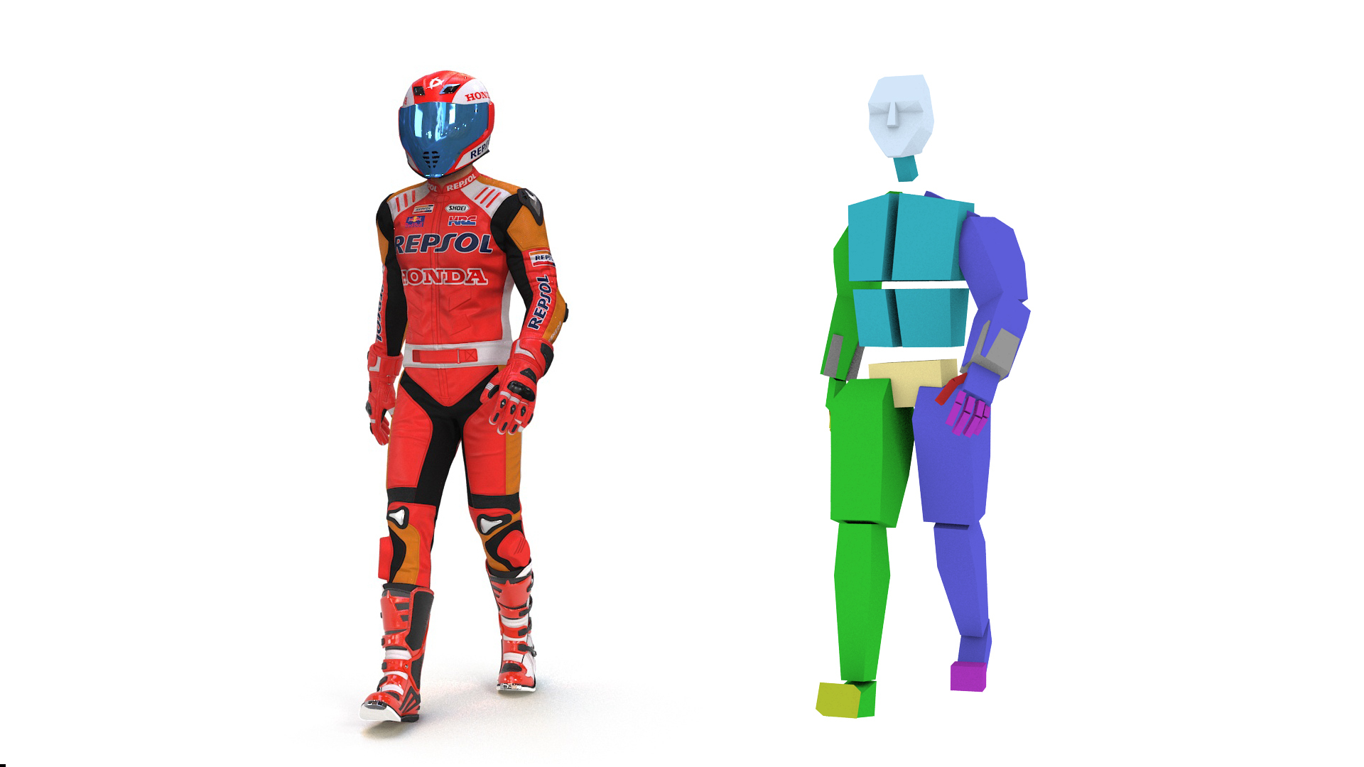 Bike Rider In Honda Motorcycle Race Suit Rigged 3D Model - TurboSquid 2292902