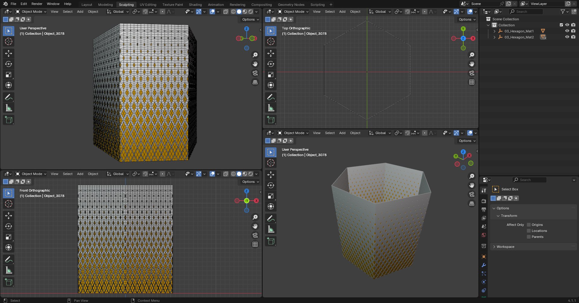 3D Parametric Diamond Pattern Hexagon Model - TurboSquid 2289333