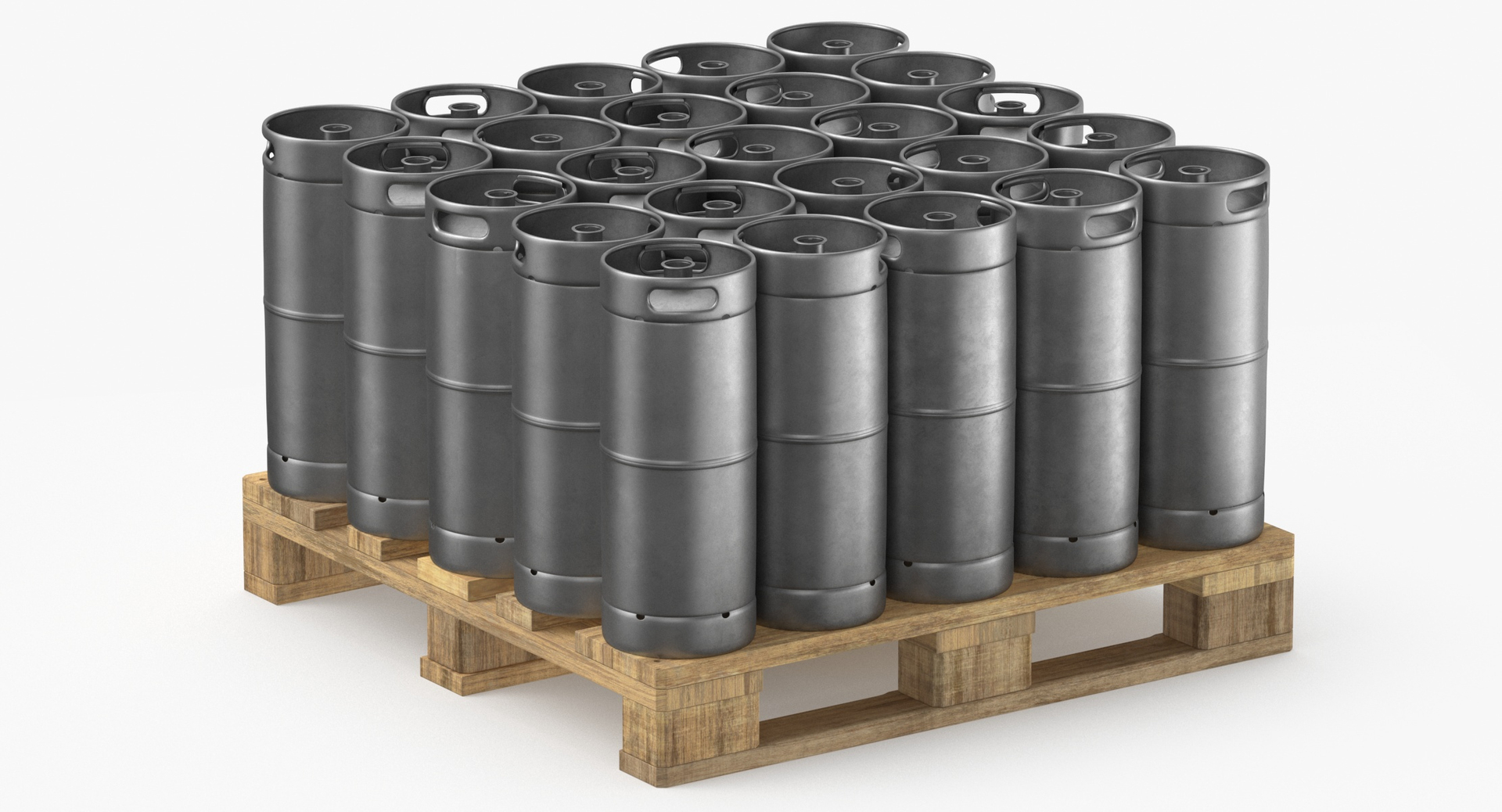 3D Barrel Metal 02 Single Row Single And Double Pallet Model ...