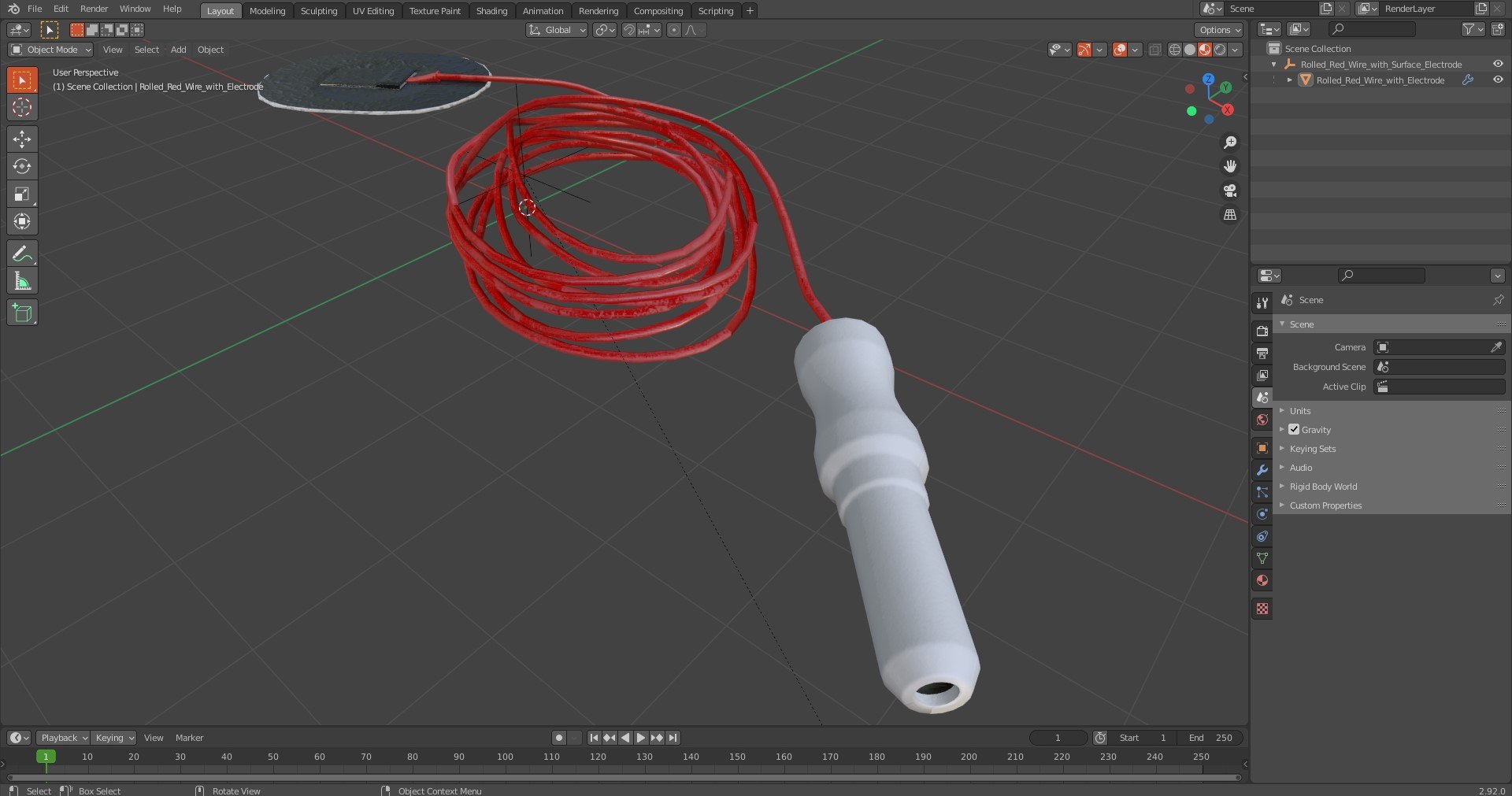 3D Model Rolled Red Wire With Surface Electrode - TurboSquid 2151618