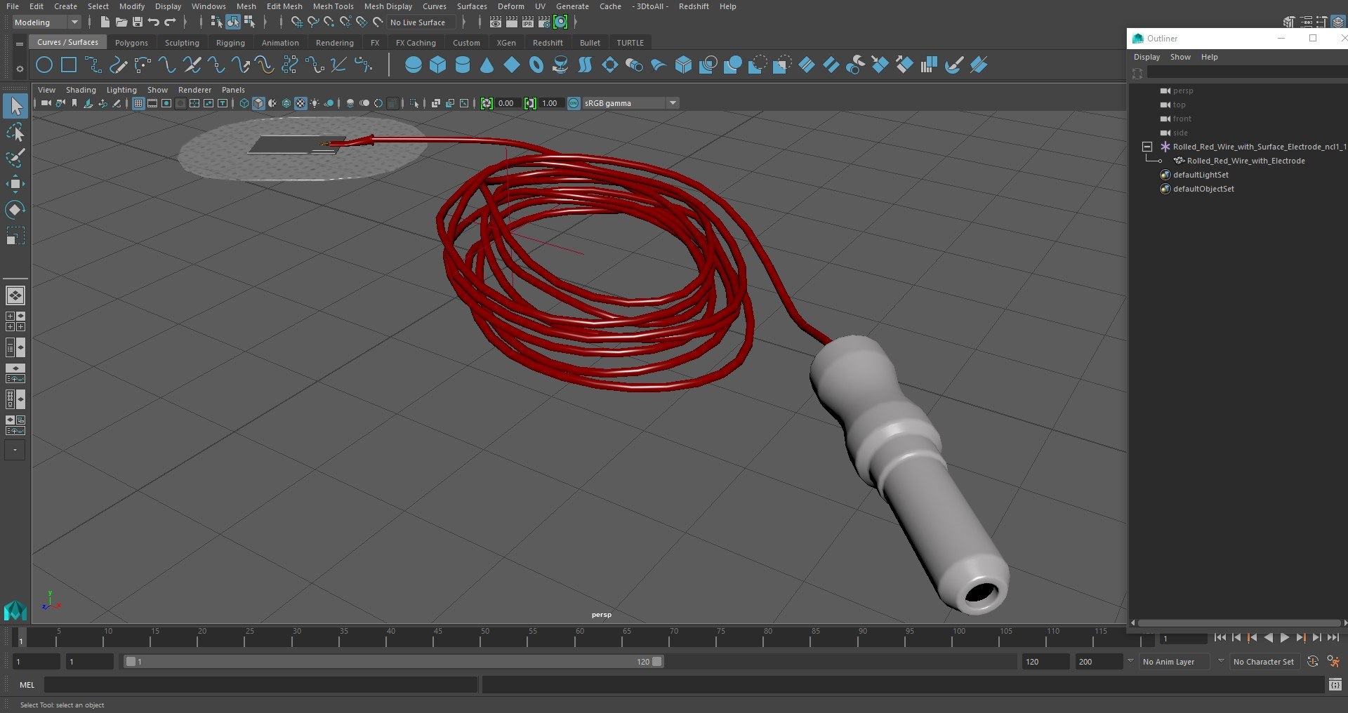3D Model Rolled Red Wire With Surface Electrode - TurboSquid 2151618