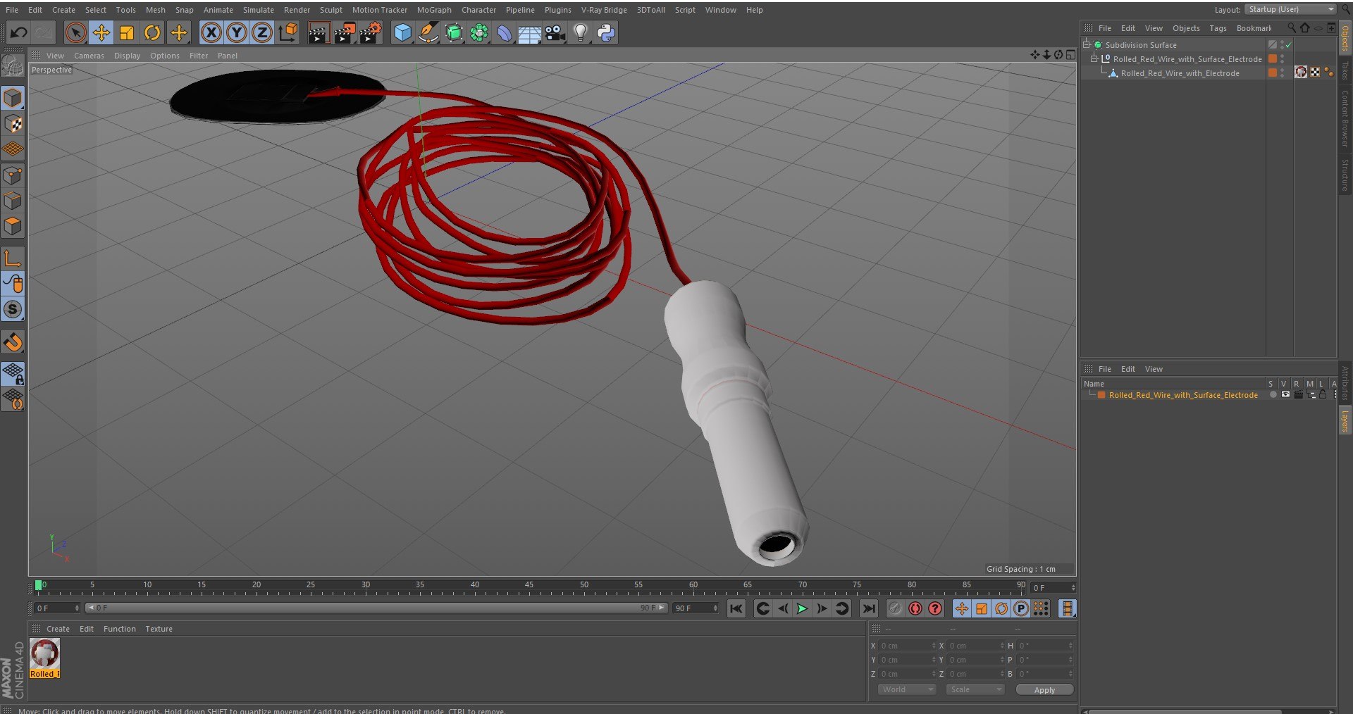 3D Model Rolled Red Wire With Surface Electrode - TurboSquid 2151618