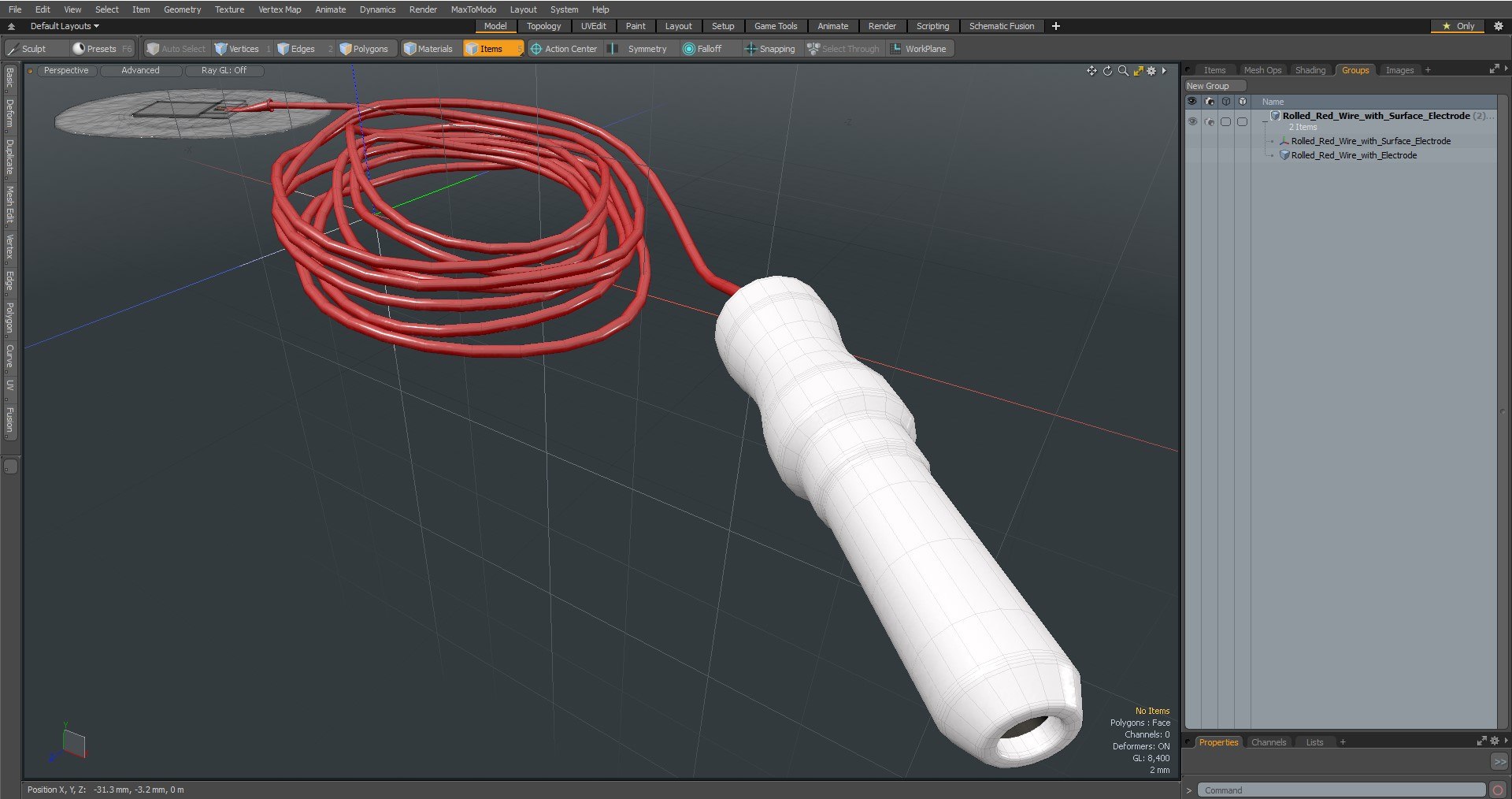 3D Model Rolled Red Wire With Surface Electrode - TurboSquid 2151618