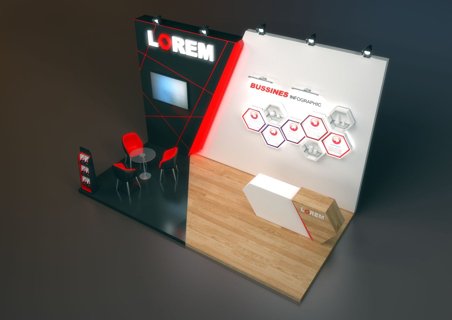 3D Exhibition Stand 18 Sqm Model - TurboSquid 1635395