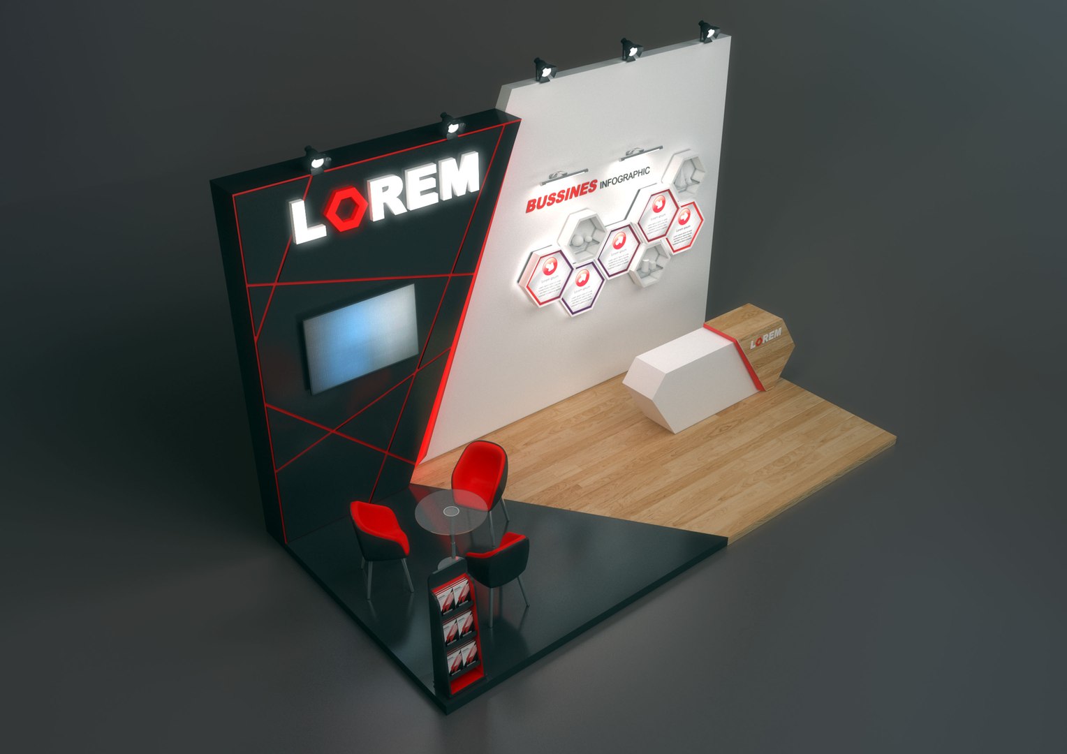 3D Exhibition Stand 18 Sqm Model - TurboSquid 1635395