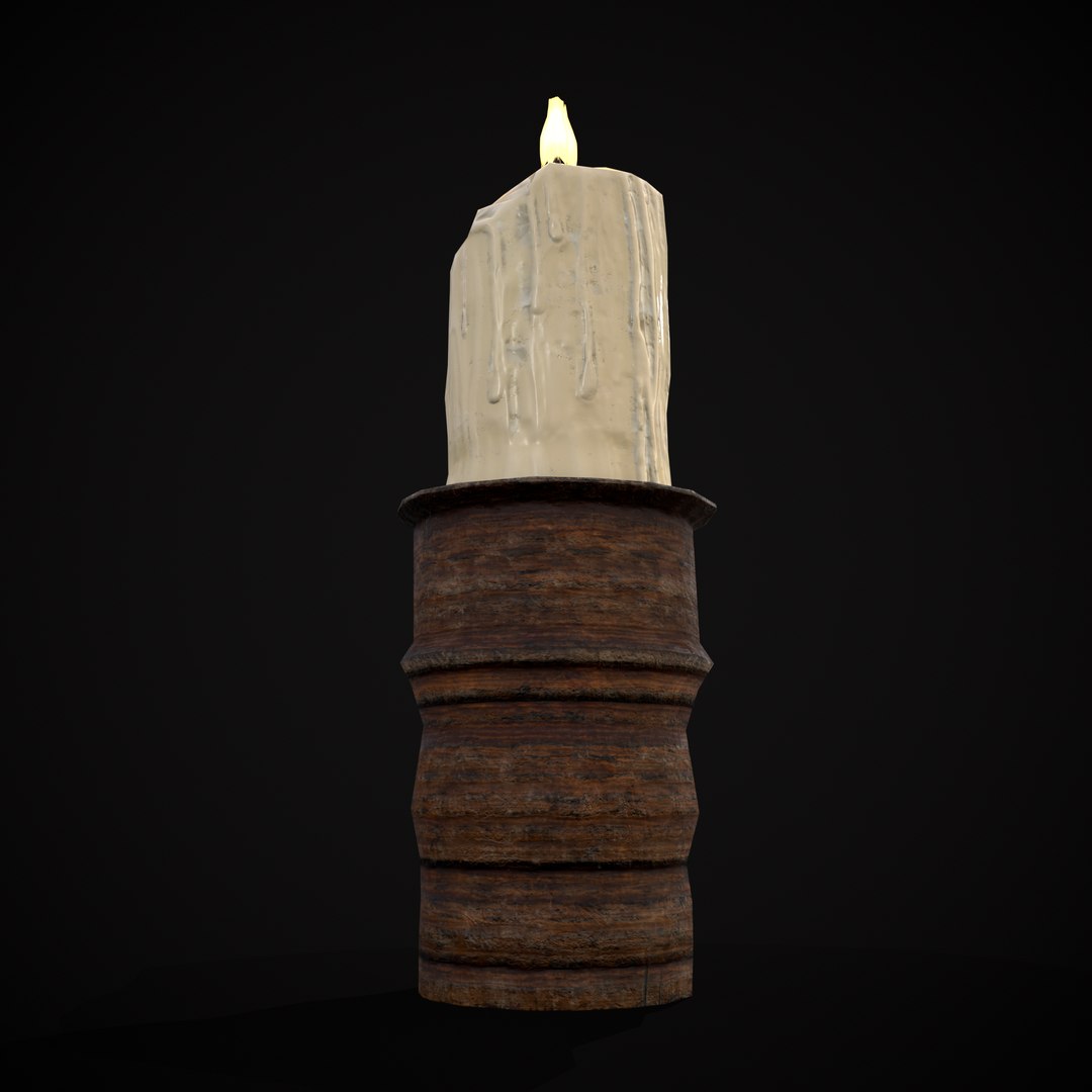 3D Rustic Wood Mortar Candlestick - TurboSquid 2118579