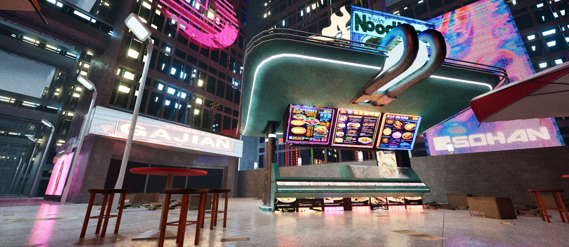 Cyberpunk Food Stall Street Model - TurboSquid 2292012