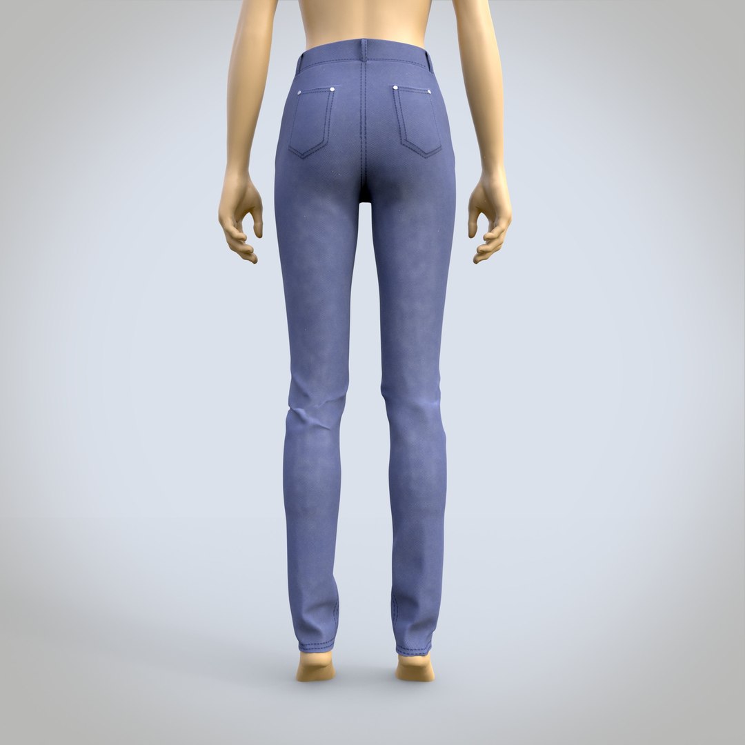 3D Model Female Denim Pants - TurboSquid 1429302