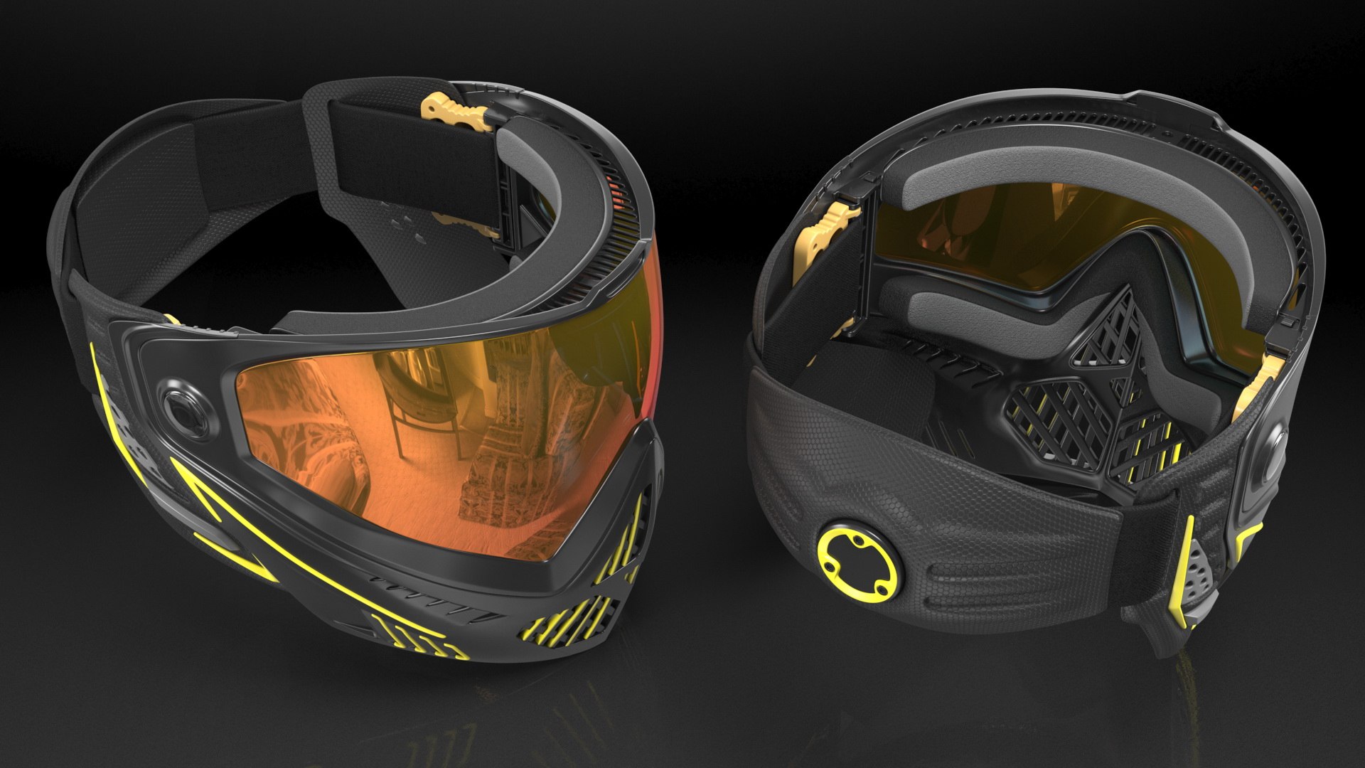 3D Airsoft Paintball Protective Mask Black Yellow Model - TurboSquid ...