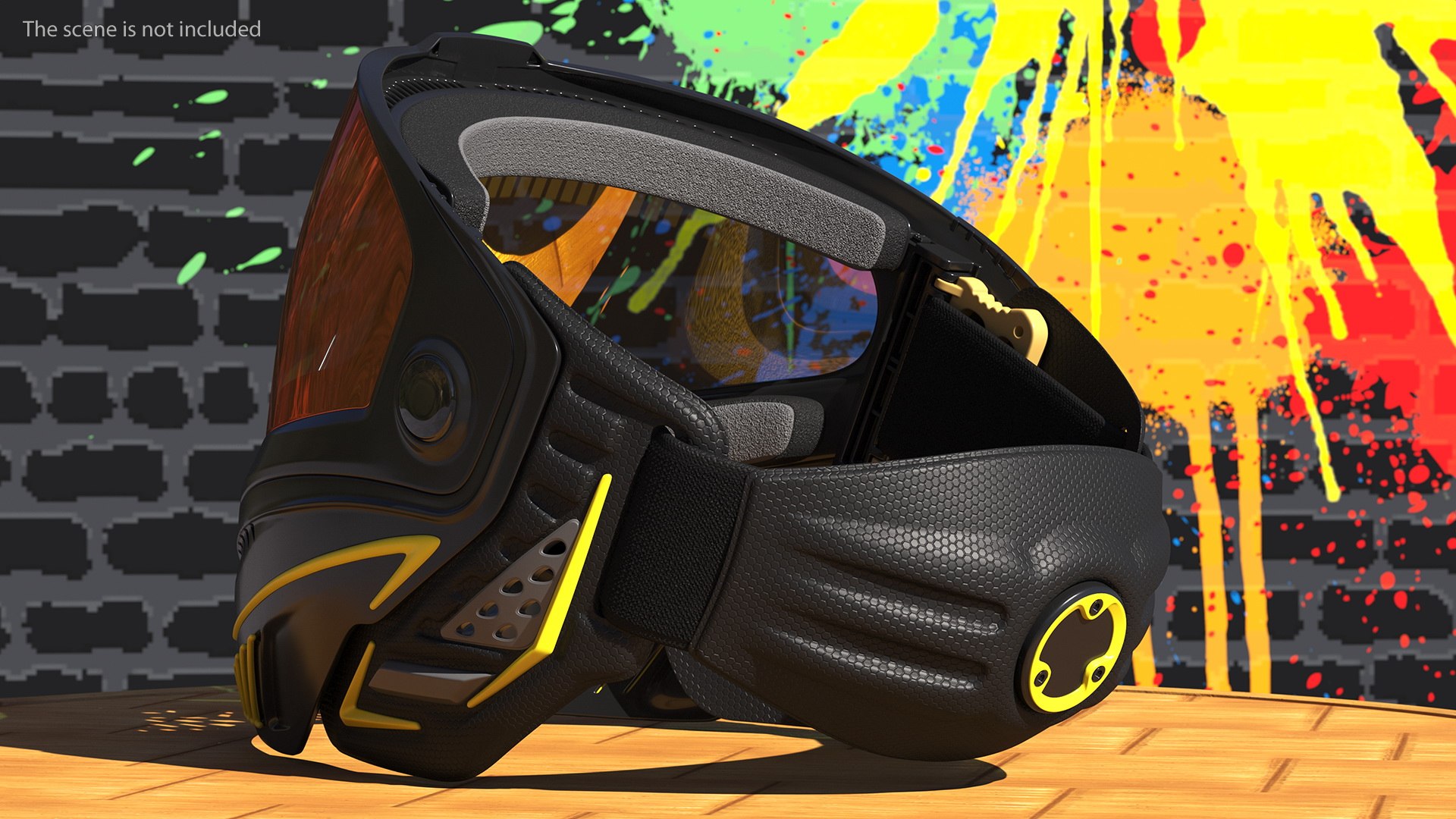 3D Airsoft Paintball Protective Mask Black Yellow Model - TurboSquid ...
