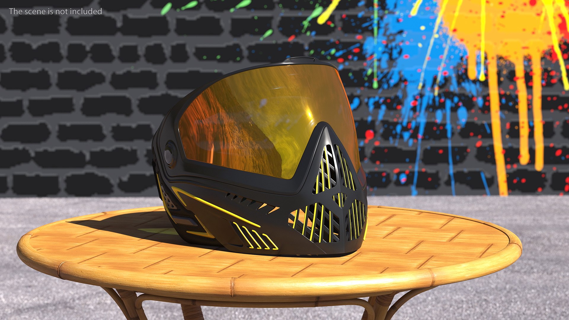 3D Airsoft Paintball Protective Mask Black Yellow Model - TurboSquid ...