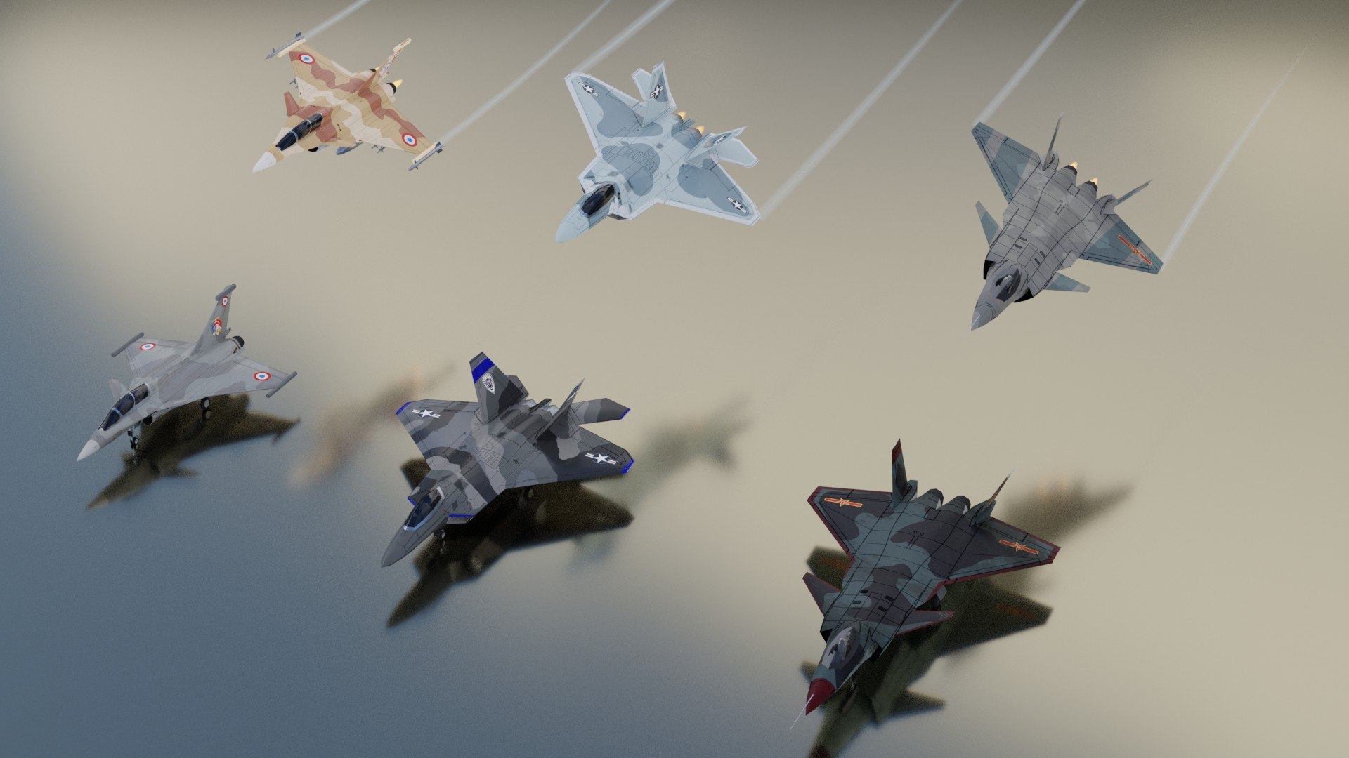 3D Modern fighters lowpoly set C 3 x 2 - TurboSquid 1715634