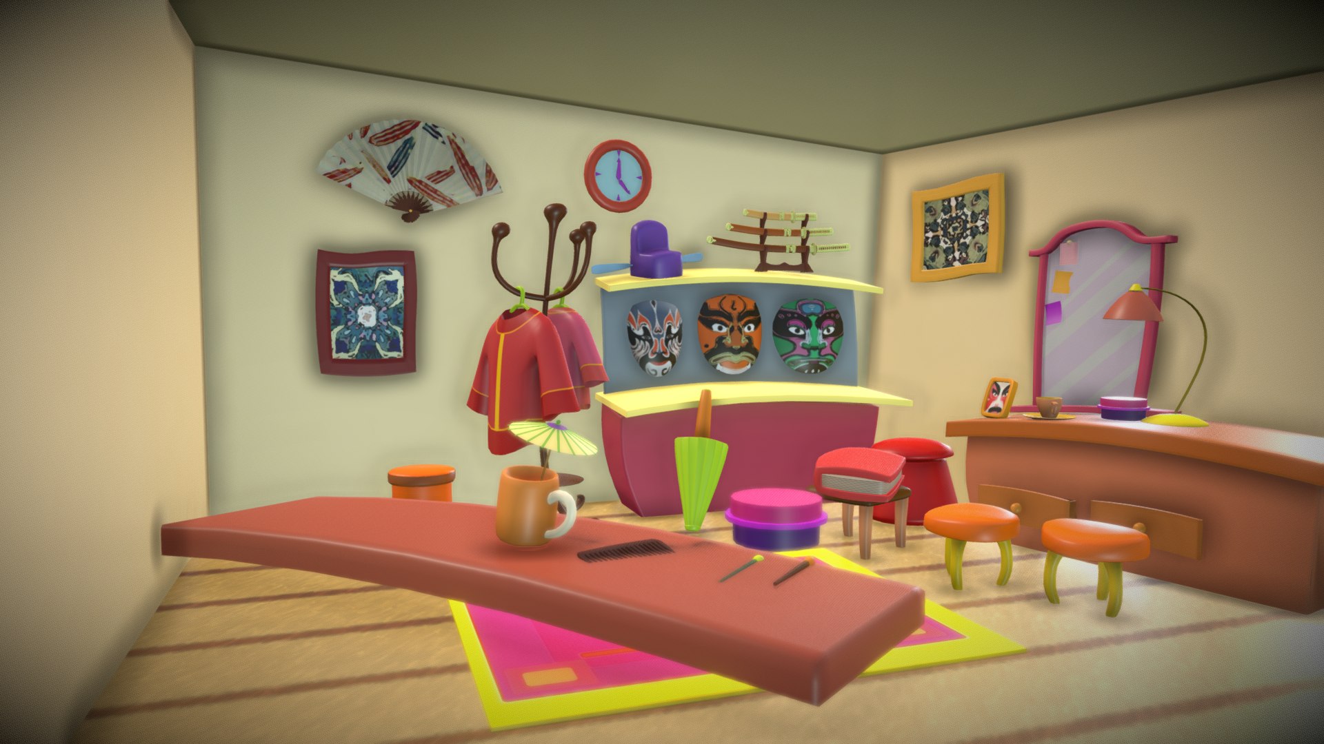 Cartoon Room Kabuki 3D Model - TurboSquid 2136652