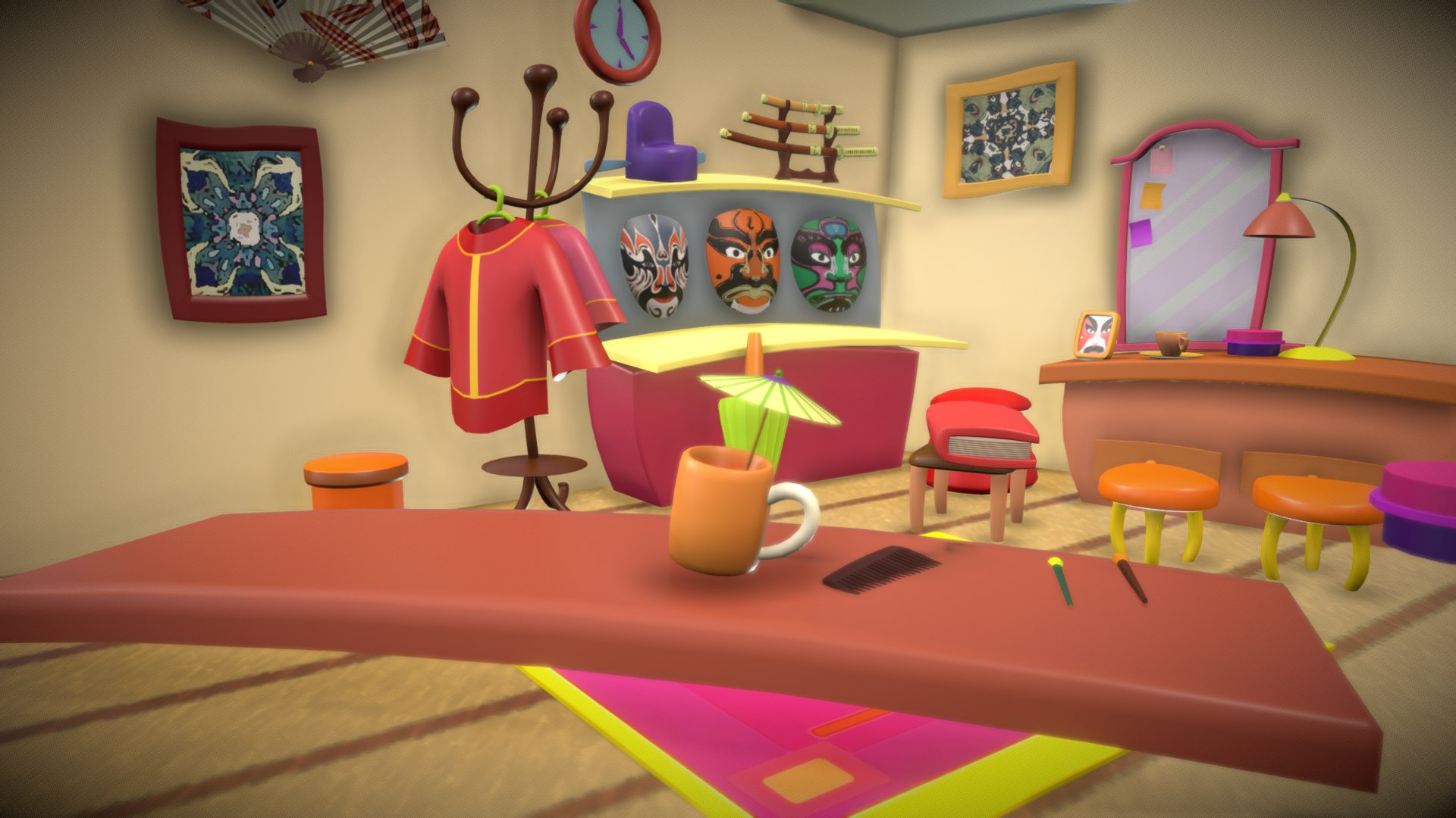 Cartoon Room Kabuki 3D Model - TurboSquid 2136652
