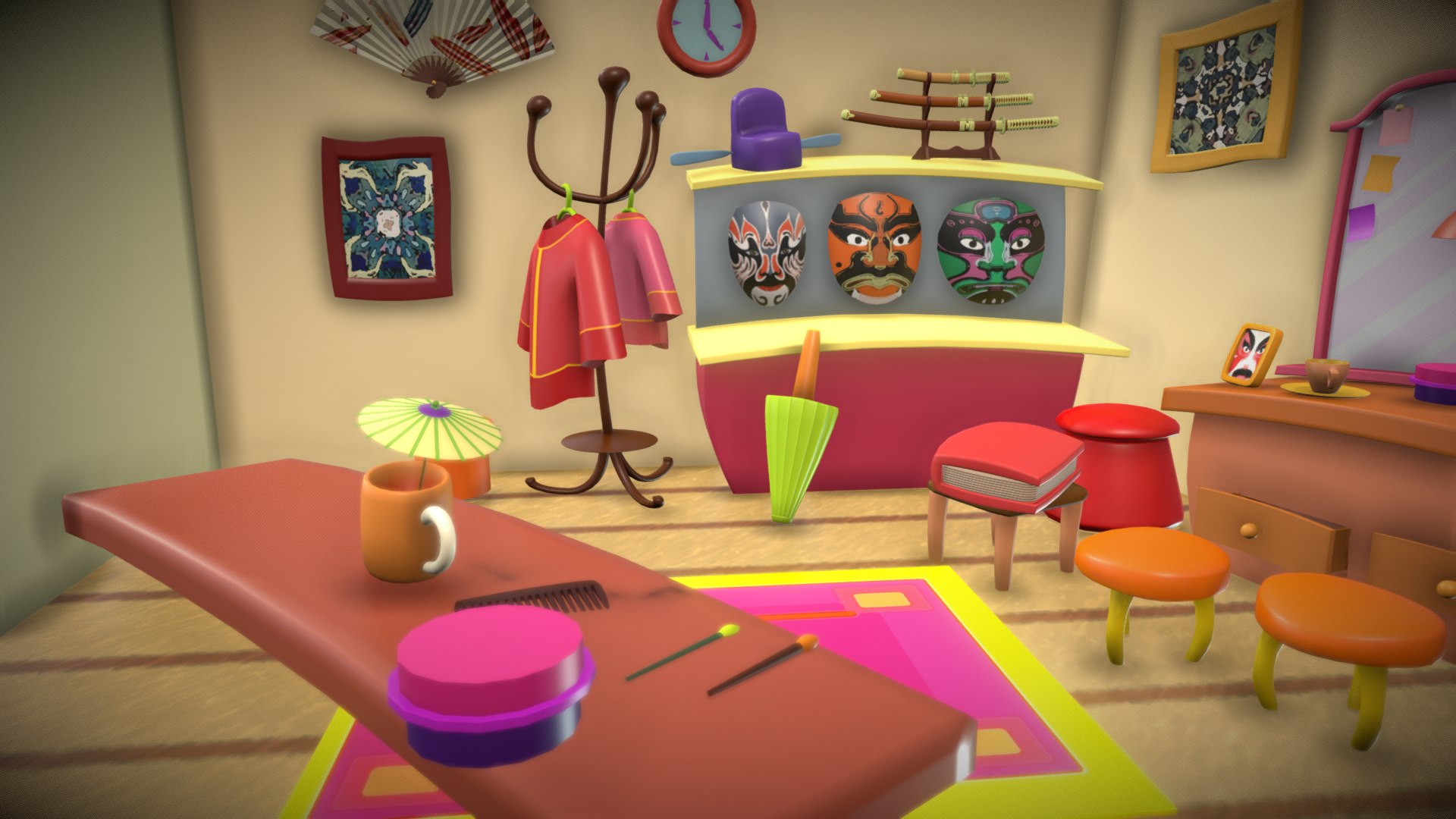 Cartoon Room Kabuki 3D Model - TurboSquid 2136652