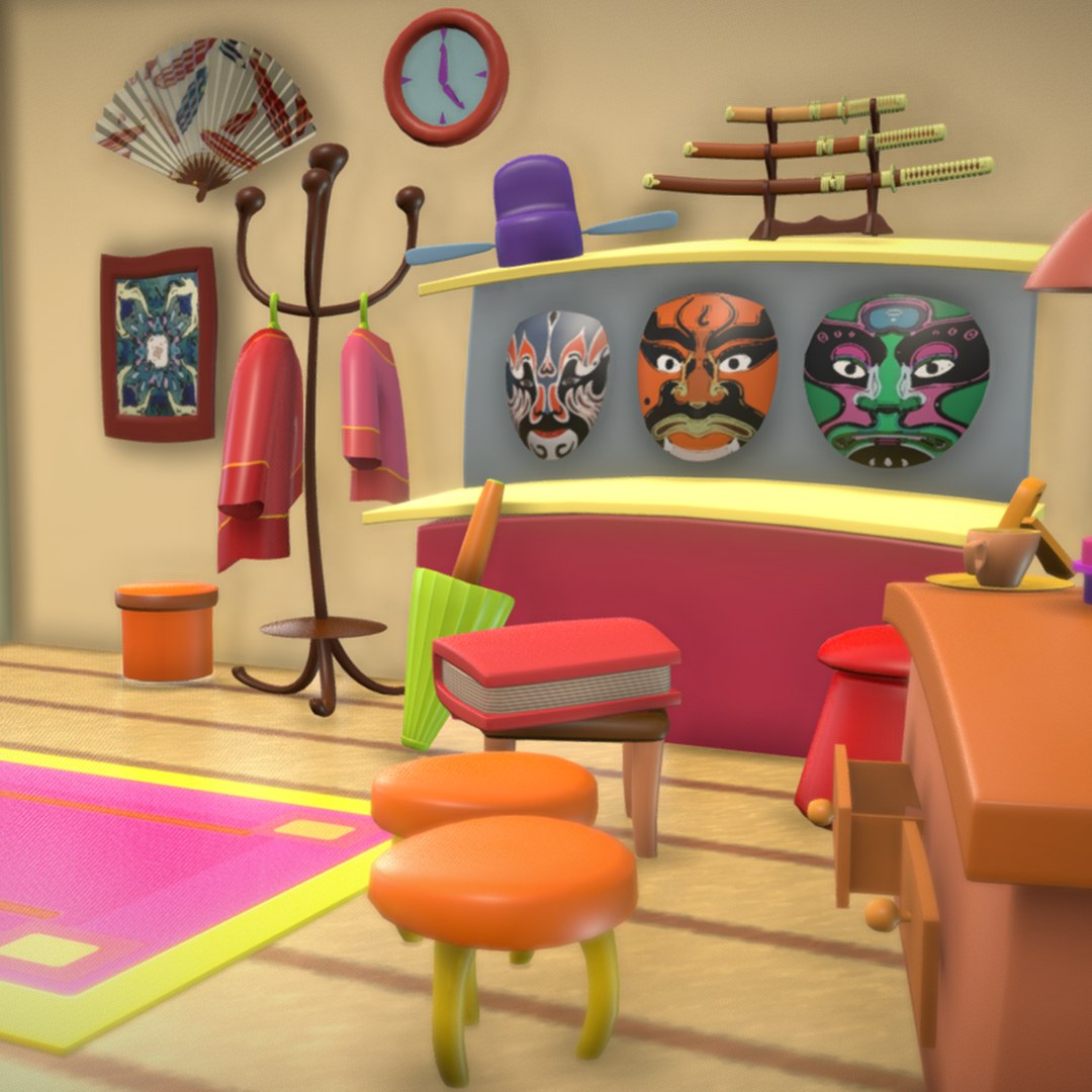 Cartoon Room Kabuki 3D Model - TurboSquid 2136652