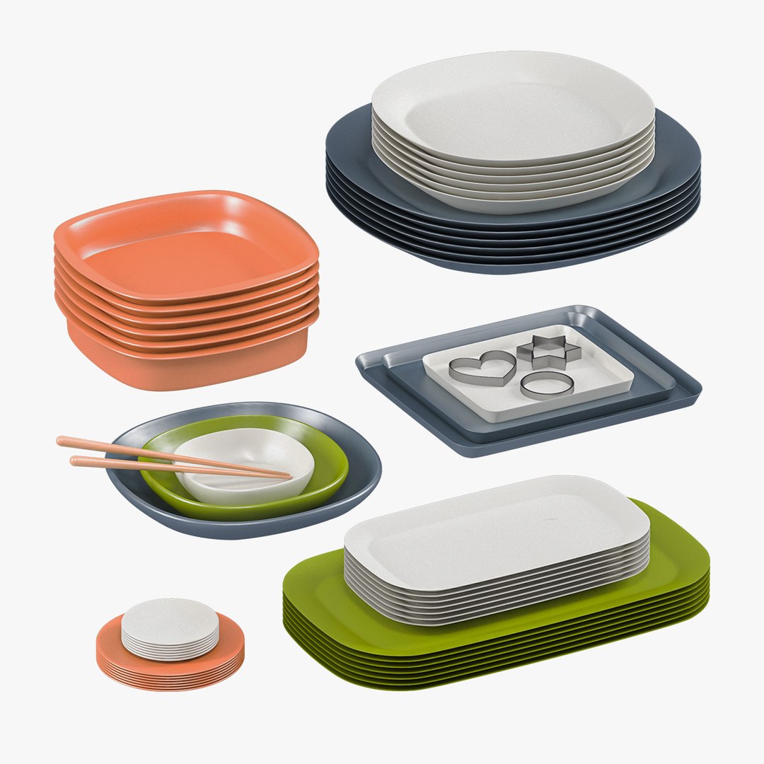 Dishes Kitchen Set Model - TurboSquid 1701261