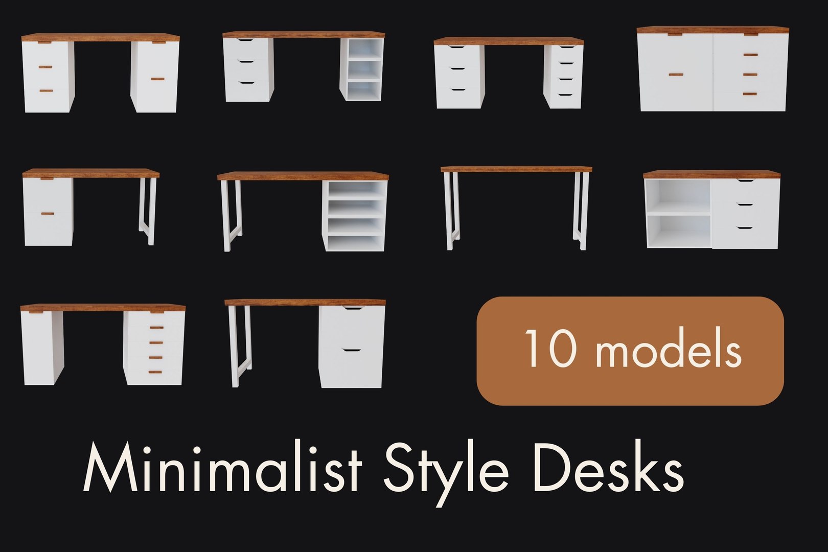 3D Home Desks In Minimalist Style Model Pack Model - TurboSquid 2136508