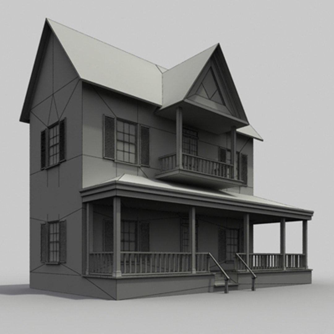 Small Town House Building 3d Model