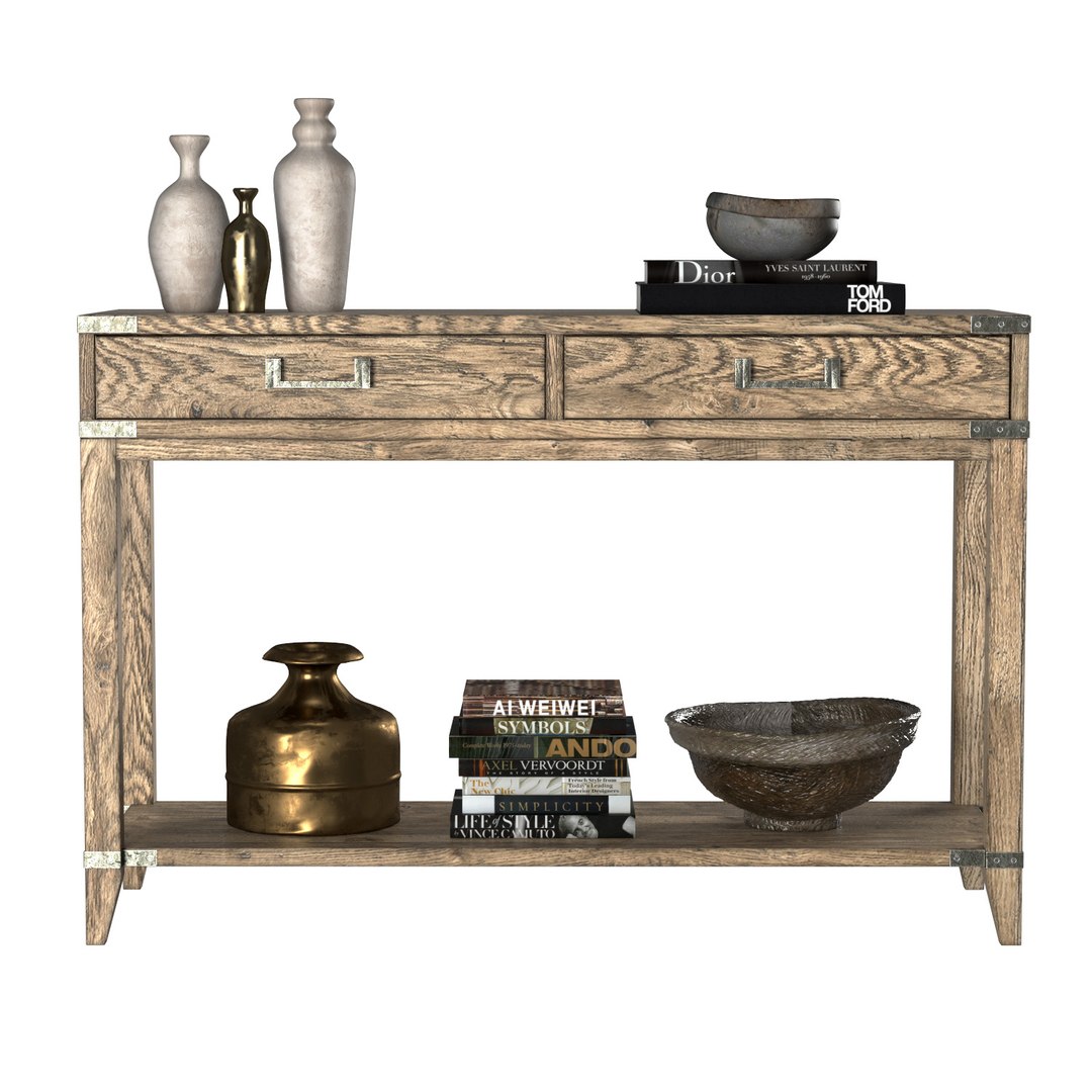 Cayden Campaign 2-drawer Console Table 3D Model - TurboSquid 1472534