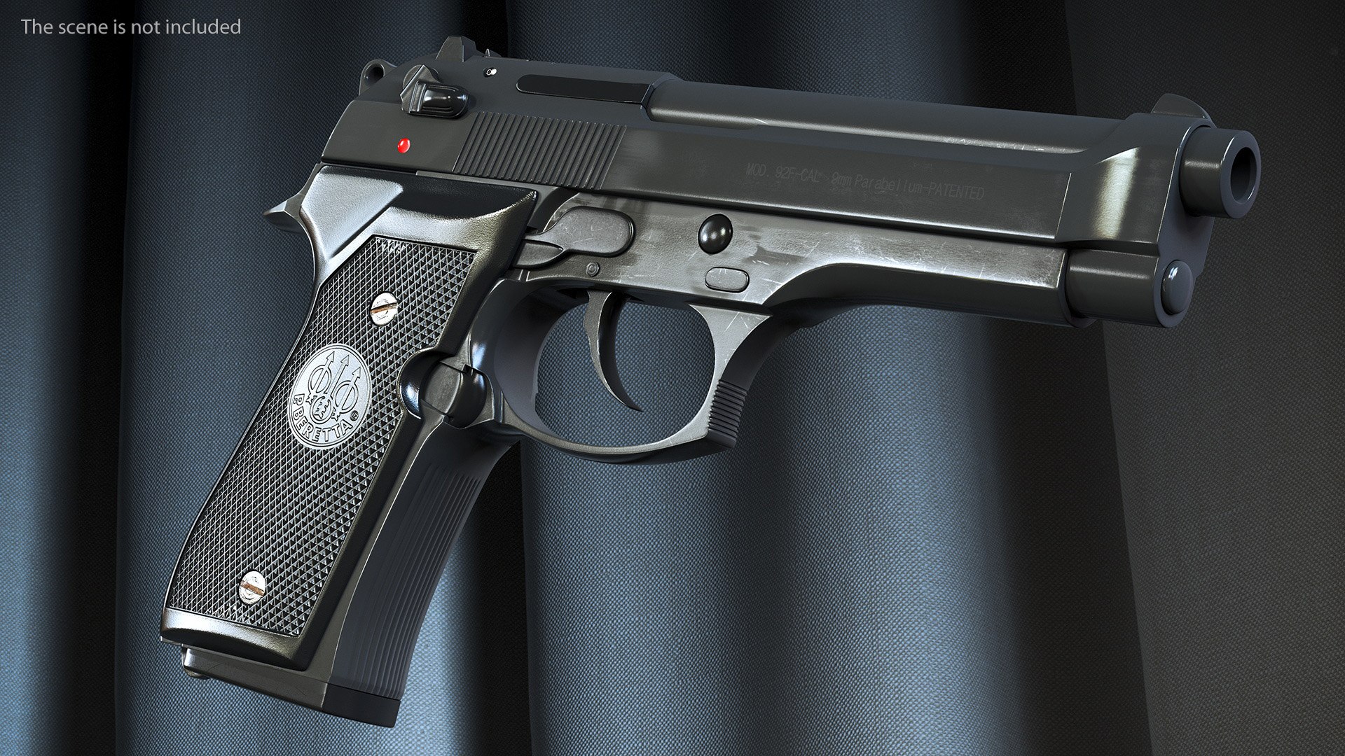 Beretta 92 Pistol With Kydex Holster Black model - TurboSquid 2031231