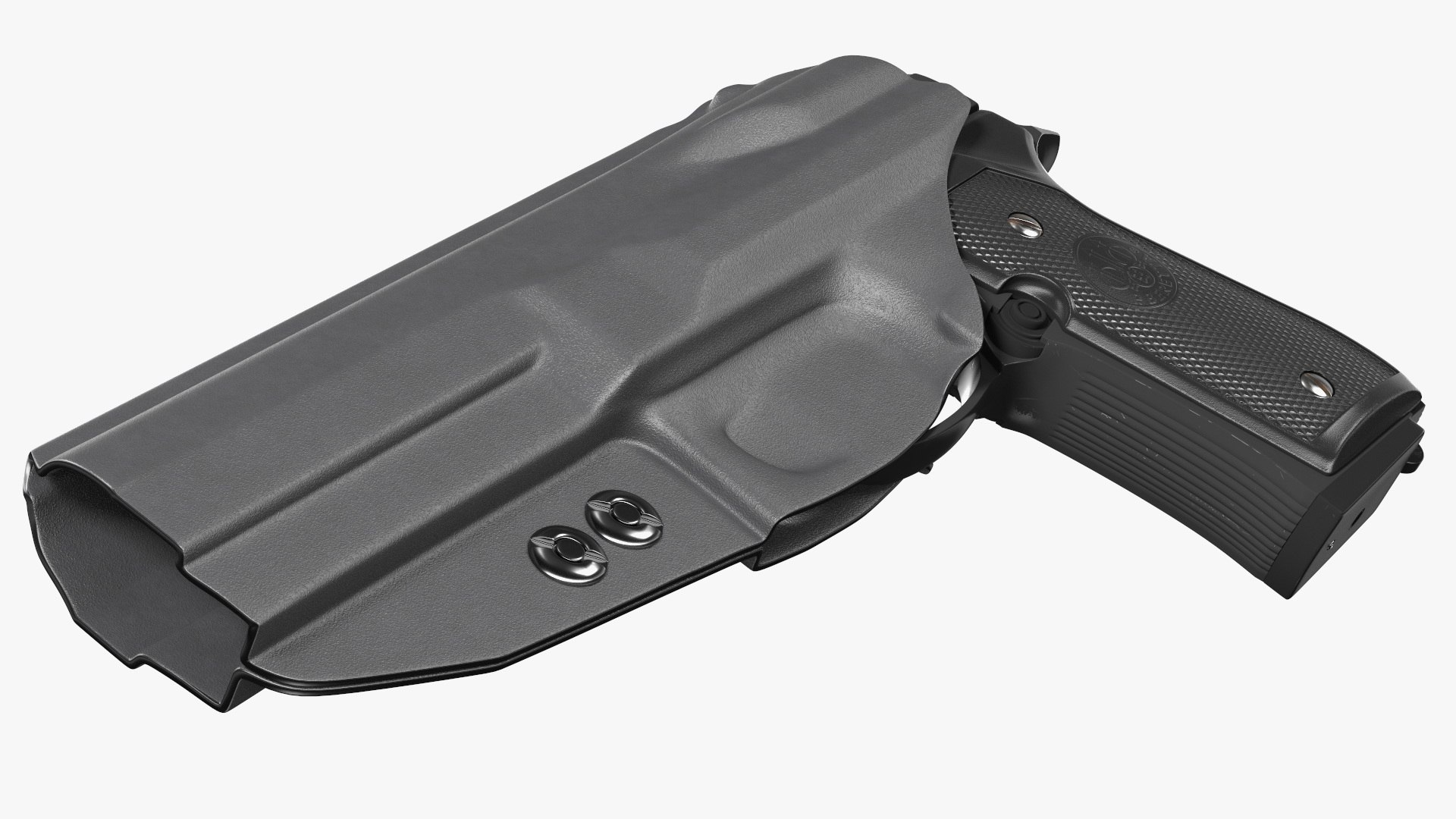 Beretta 92 Pistol With Kydex Holster Black model - TurboSquid 2031231