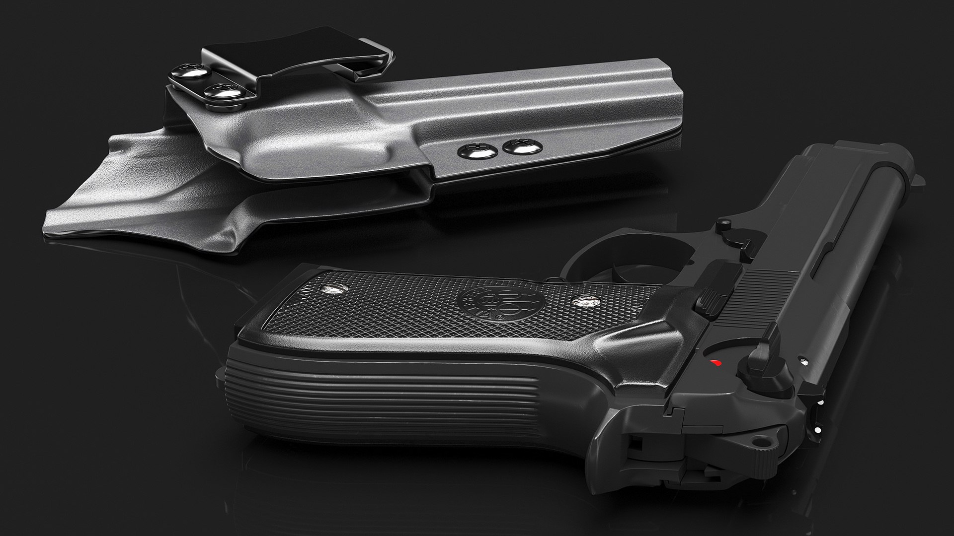 Beretta 92 Pistol With Kydex Holster Black model - TurboSquid 2031231