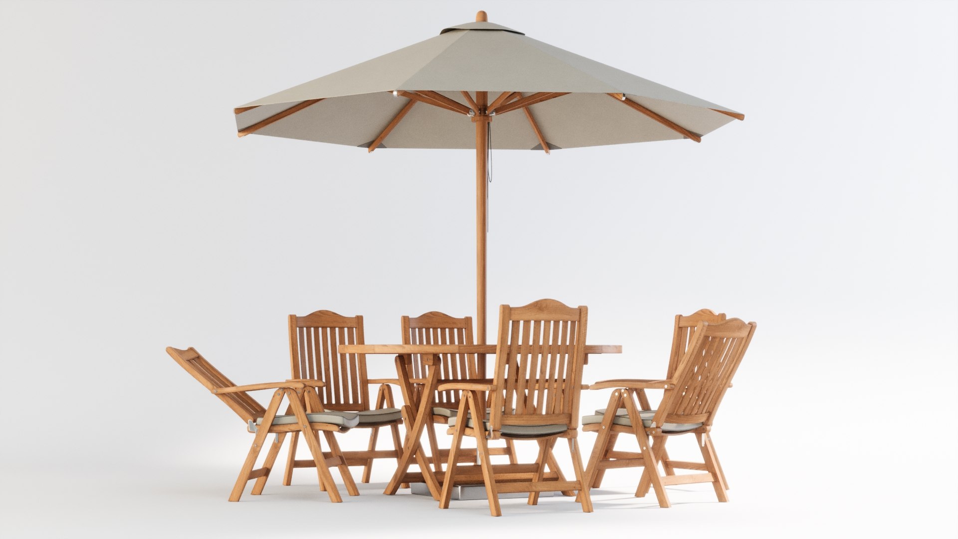 3D model Outdoor dining set01 with parasol - TurboSquid 2151715