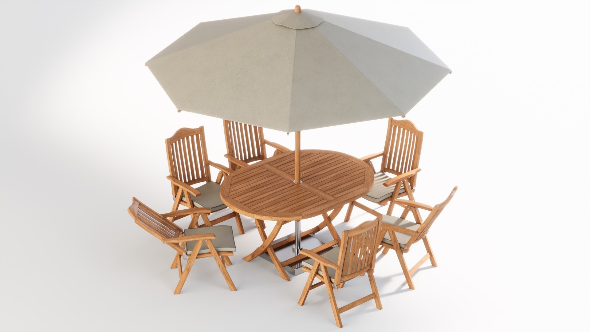 3D model Outdoor dining set01 with parasol - TurboSquid 2151715