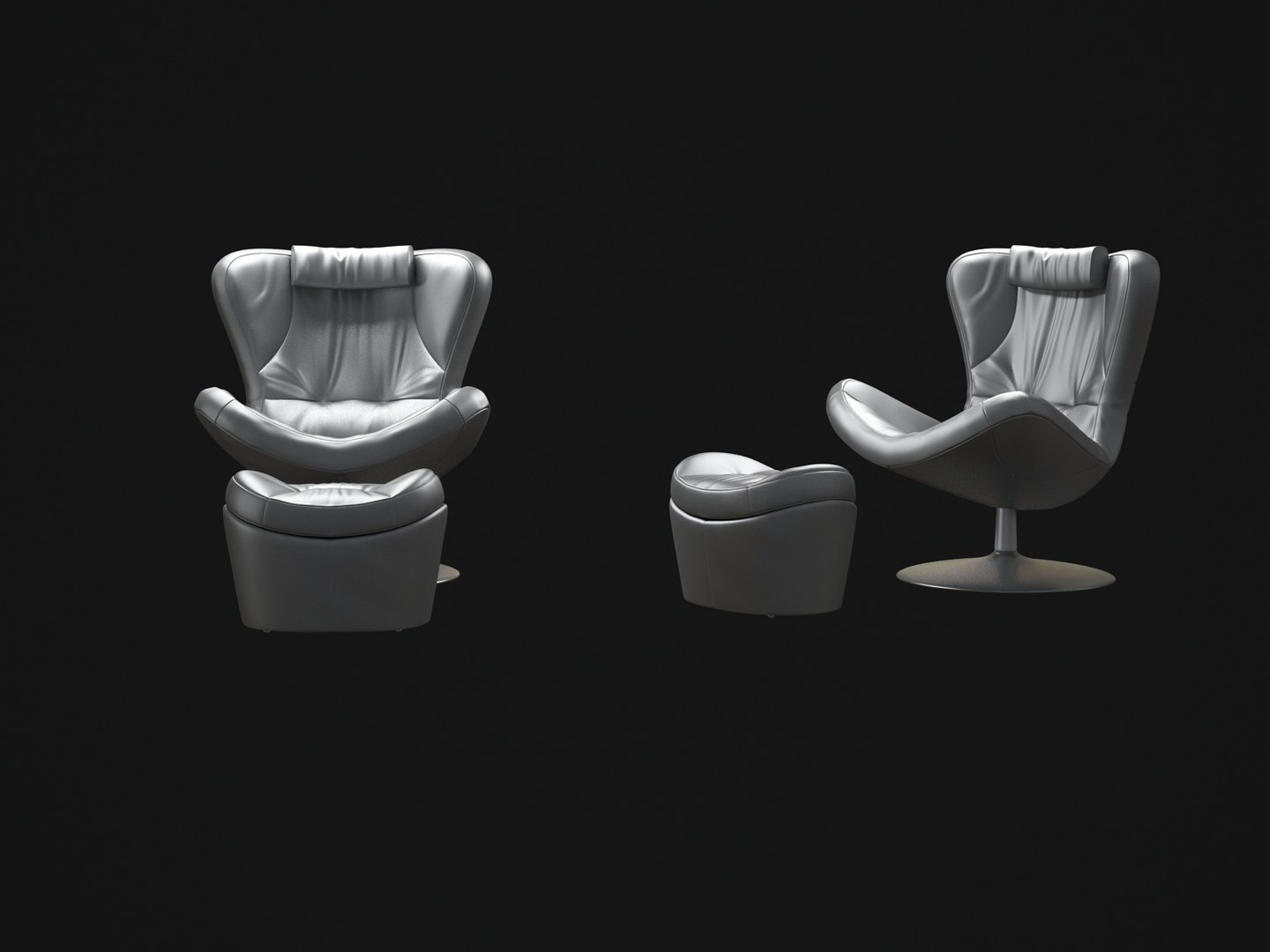 3d model natuzzi-leather-sound-chair