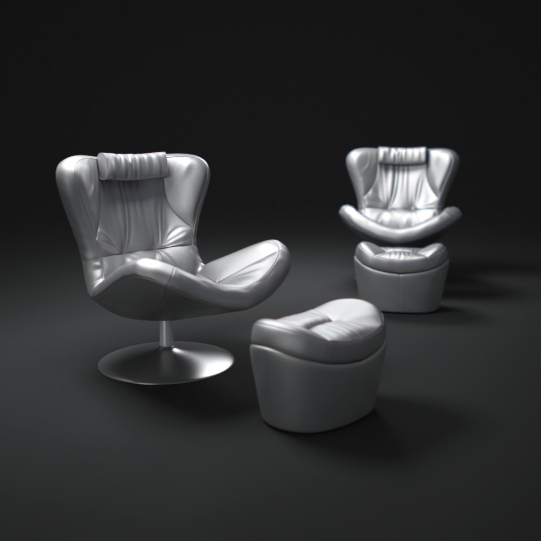 3d model natuzzi-leather-sound-chair
