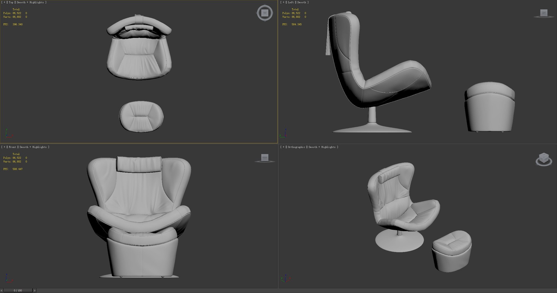 3d model natuzzi-leather-sound-chair
