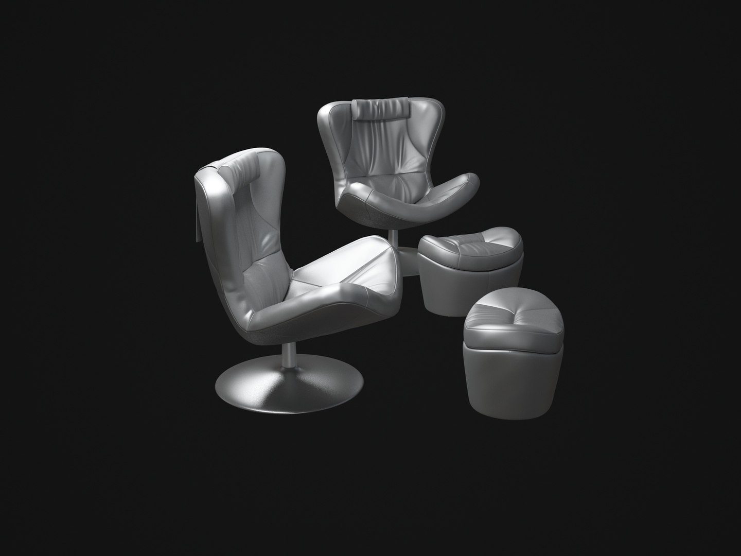 3d model natuzzi-leather-sound-chair
