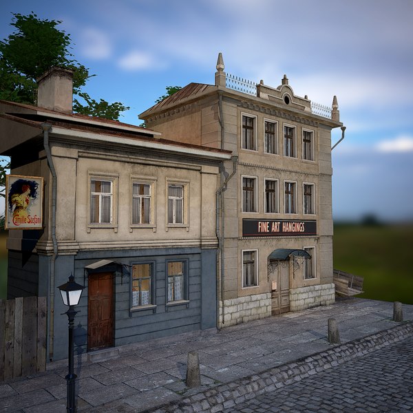 old street scene 3d model