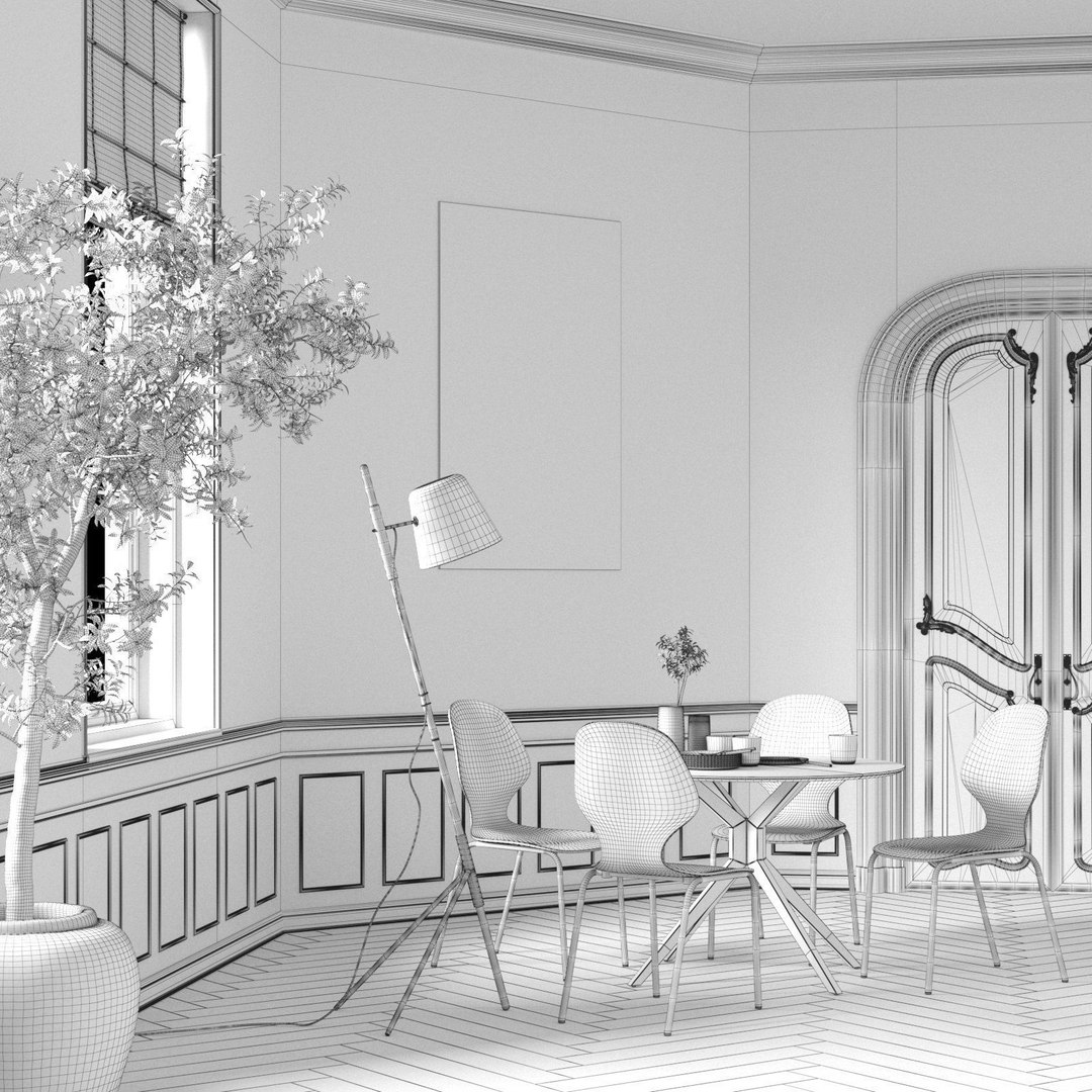 3D Best dining room scene design 01- C4D - Vray model - TurboSquid 1870208