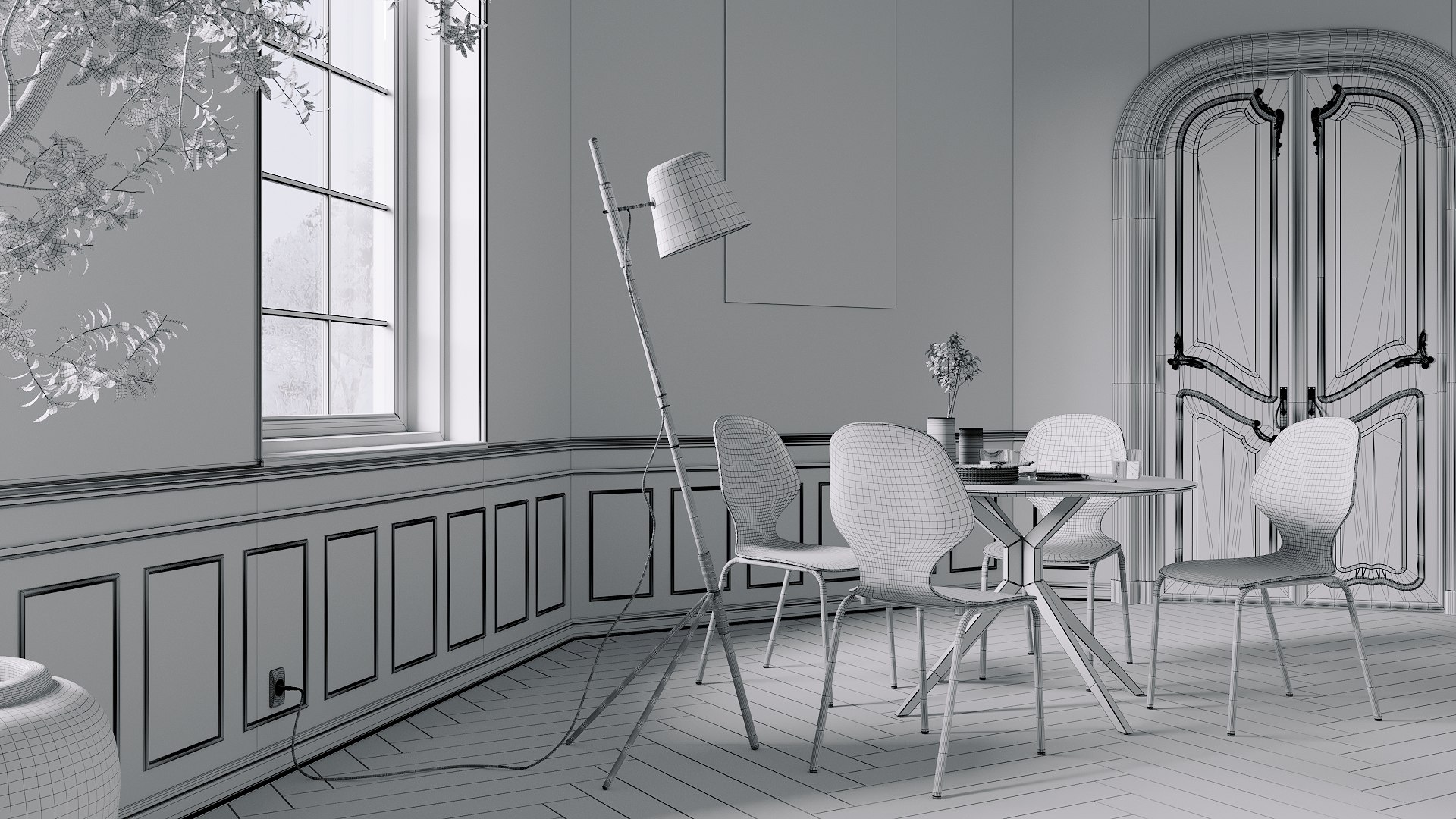3D Best dining room scene design 01- C4D - Vray model - TurboSquid 1870208
